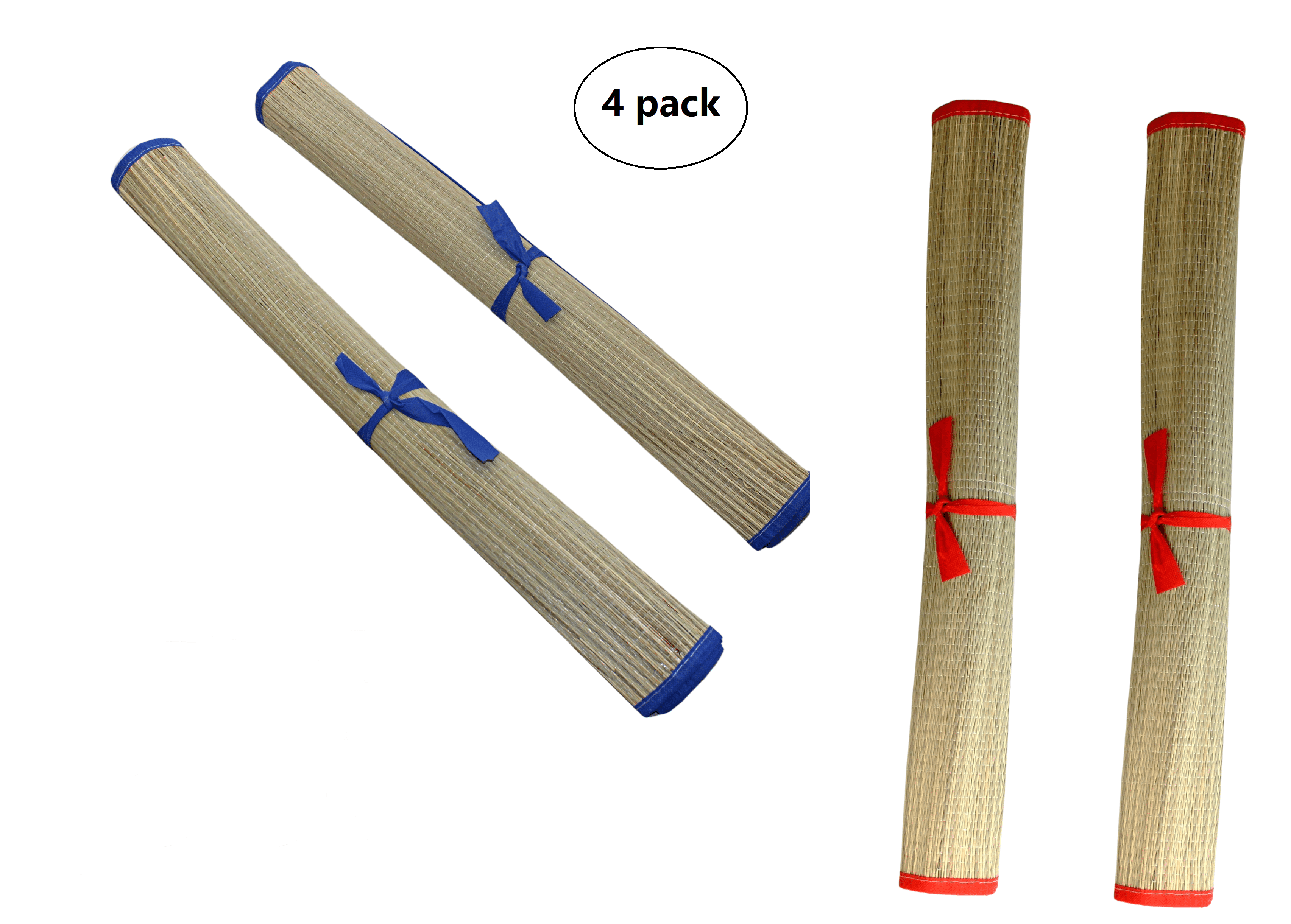 Set of 4 Natural Straw Beach Mats 24" x 72" – Eco-Friendly, Yoga ...