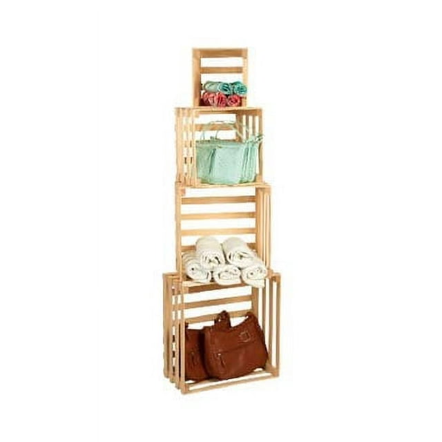 Set of 4 Nesting Crates - 18" - 15" - 12" - 9" - Storage Crates ...