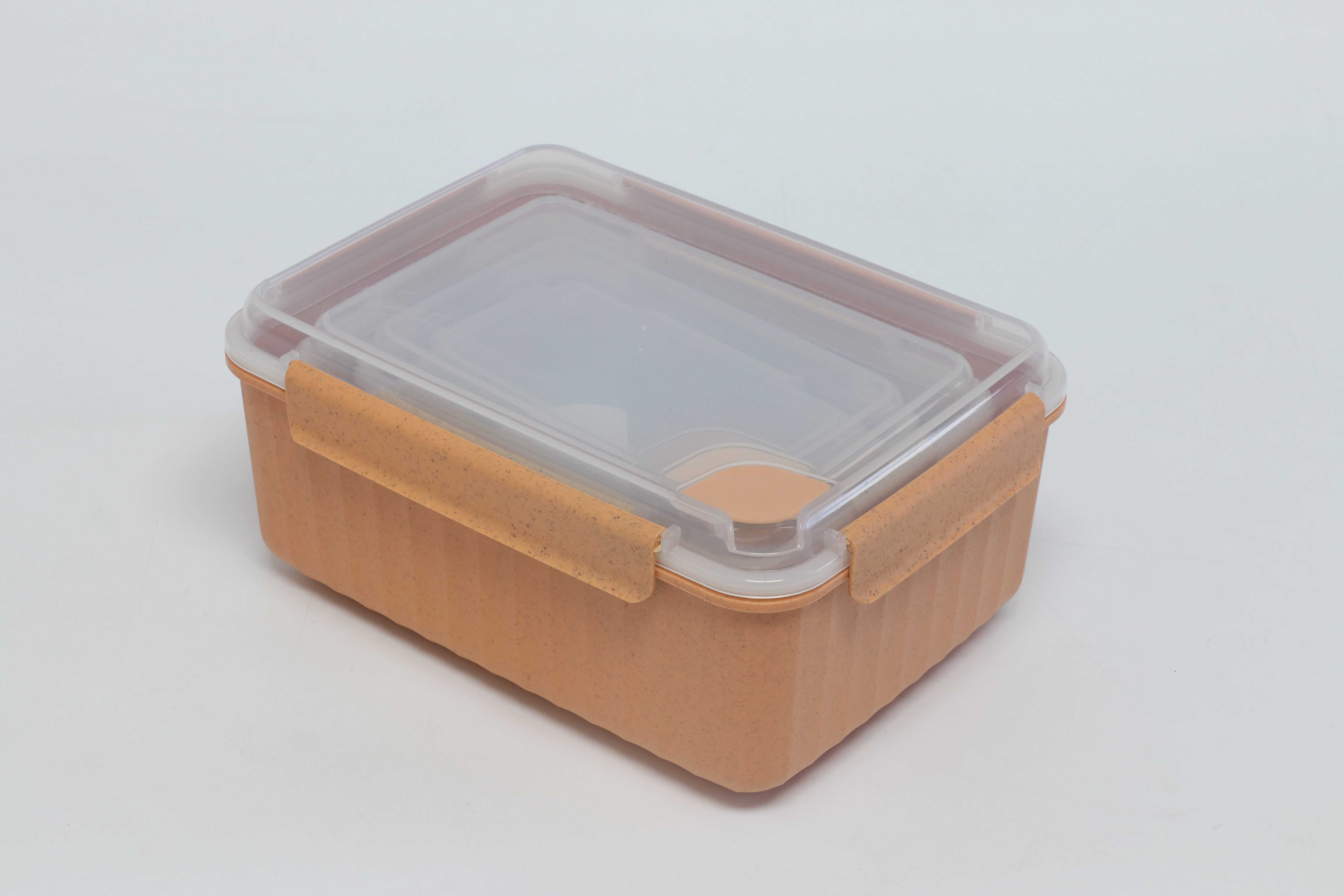 Set of 4 Nesting Wheat Fiber Food Storage Containers with Snap Sealing ...