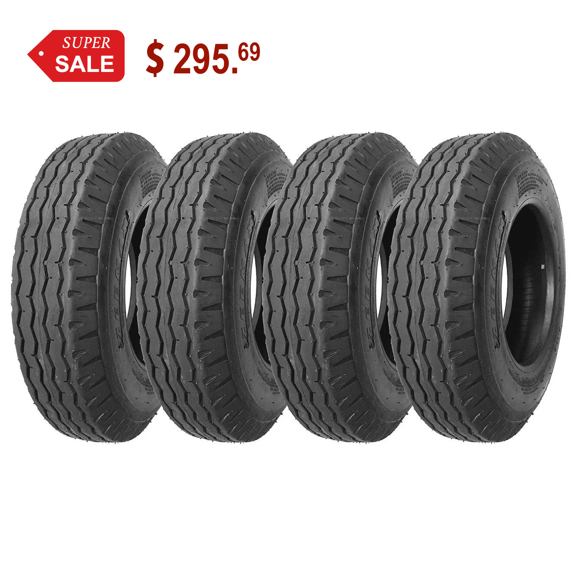 Zeemax New Set of 4 Highway Trailer Tires - Heavy Duty 14PR Load Range ...