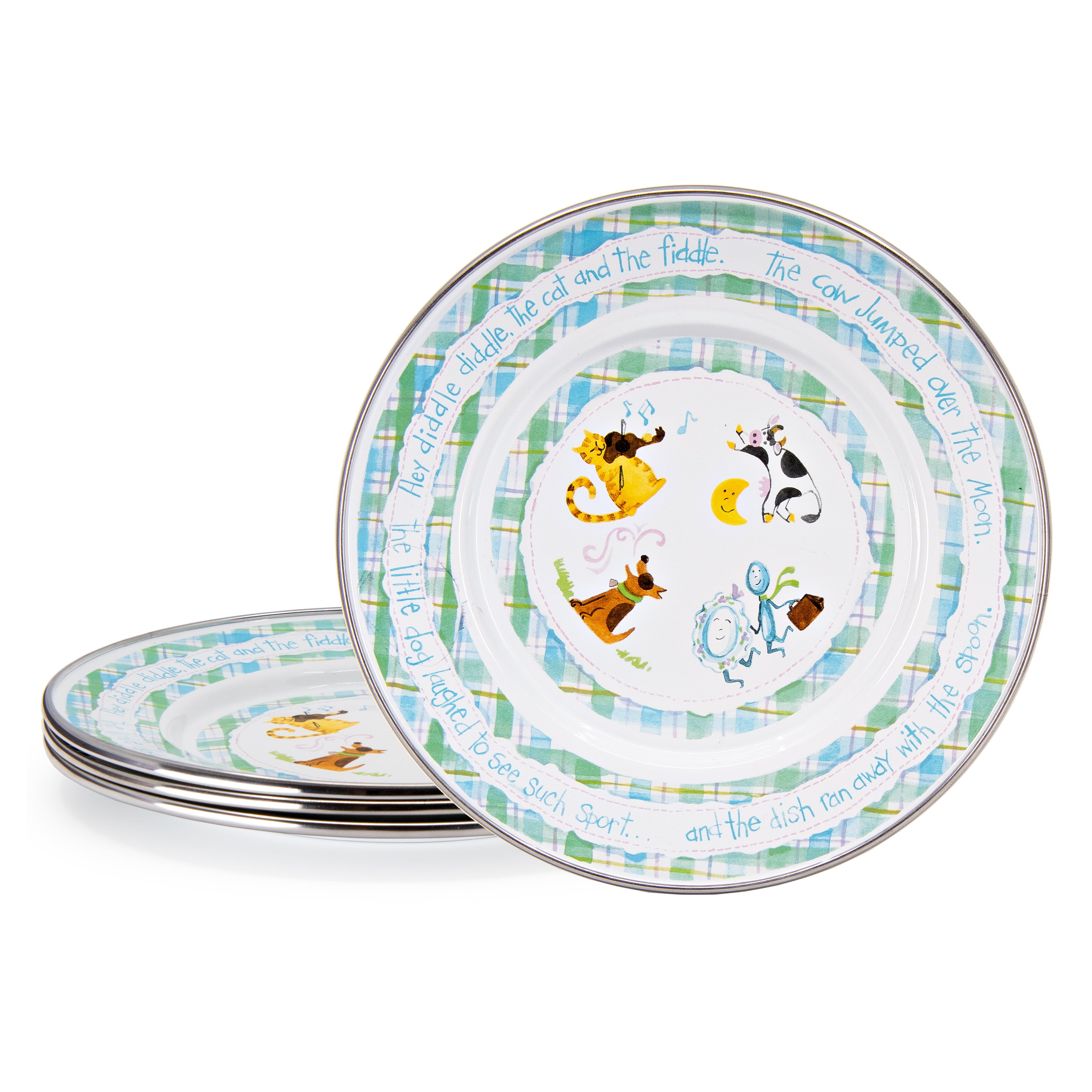 Nursery Rhyme Pattern - Set of 4 - 8.5 inch Child Plates - Golden ...
