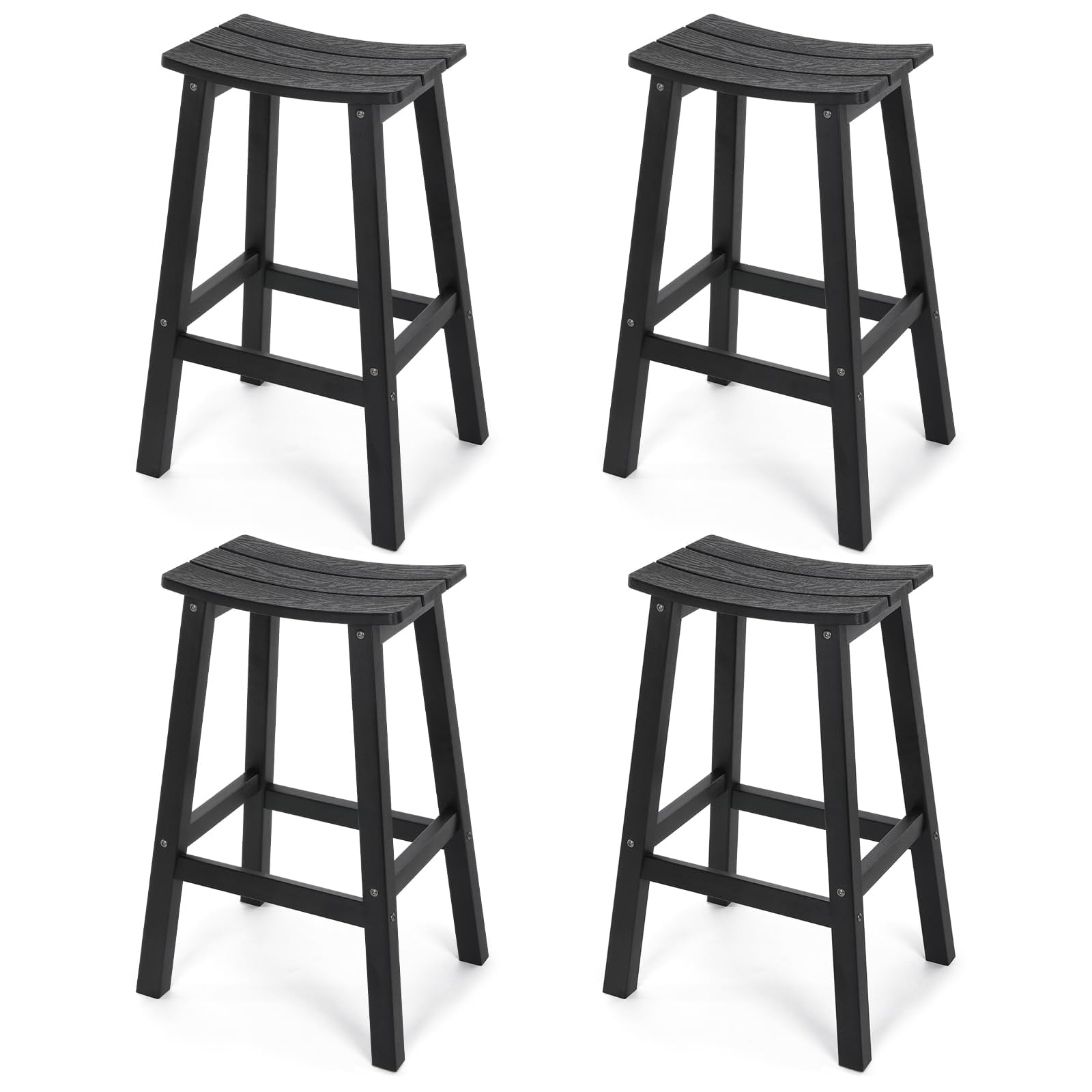 Set of 4 Outdoor Bar Stools 28" Tall, All-Weather HIPS Material for ...