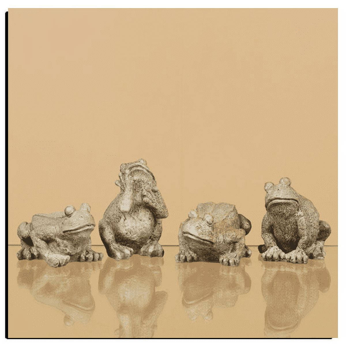 Set of 4 Outdoor Garden White Wash Finished Expressive Frog Ceramic ...