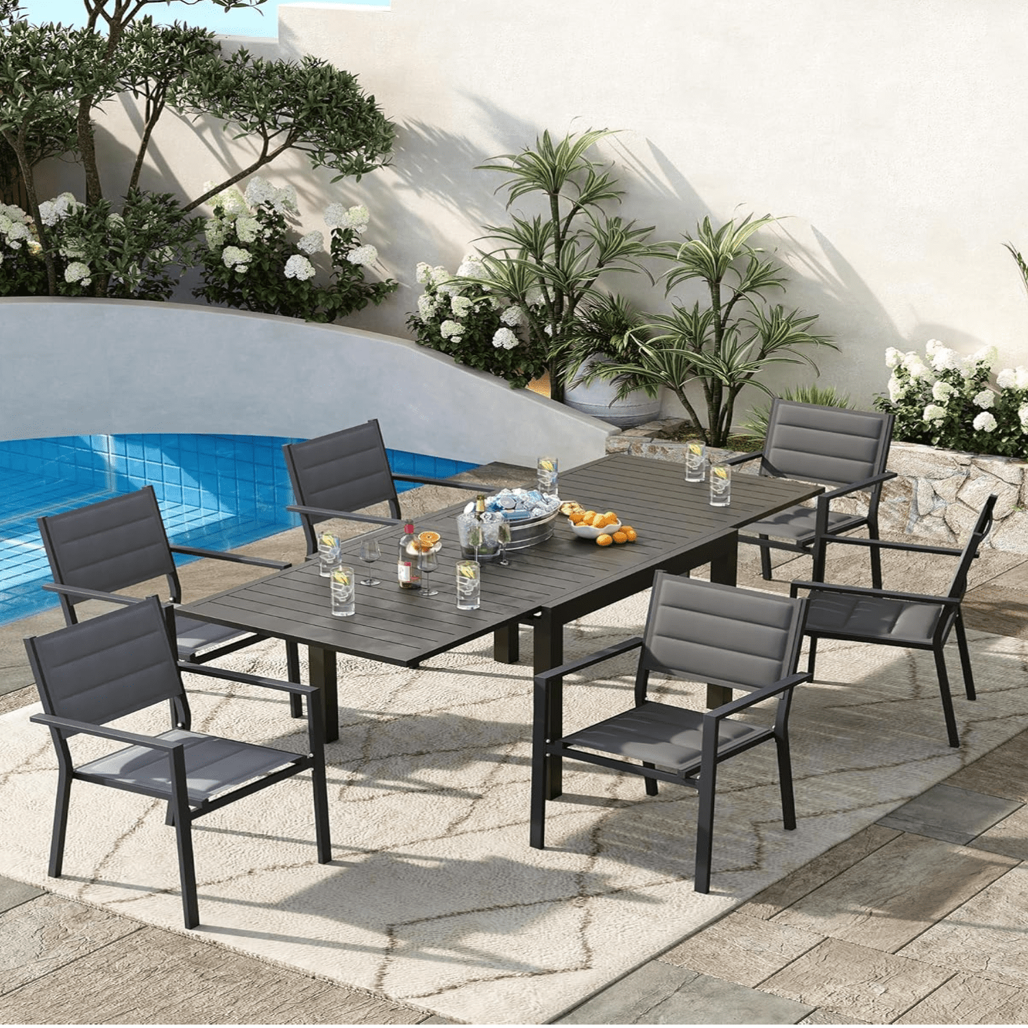 Set of 4 Outdoor Patio Dining Stackable Chairs with Aluminum Frame ...