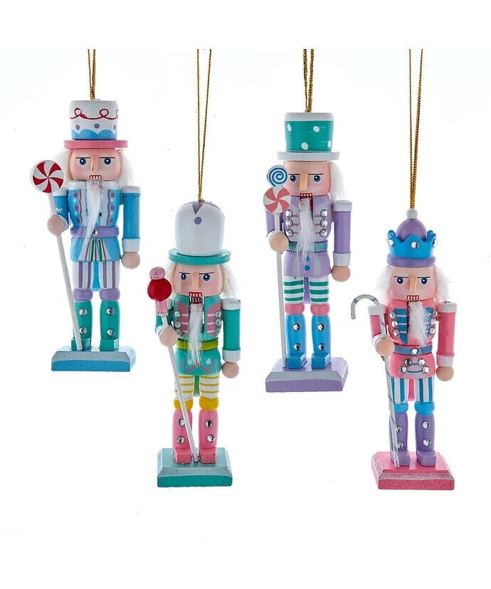 Set of 4 PASTEL NUTCRACKER Wooden Christmas Ornaments, by Kurt Adler - Walmart.com