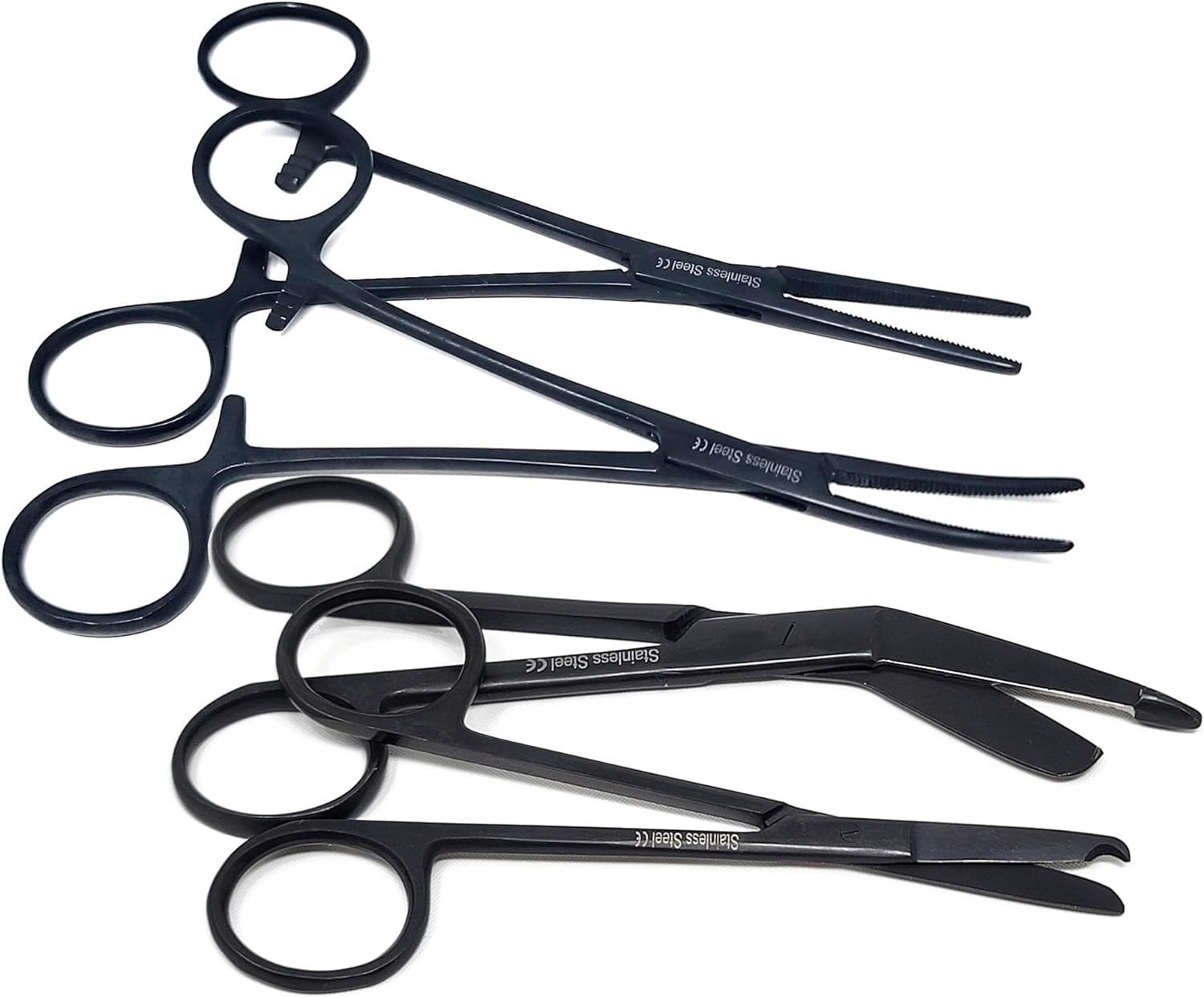 Set of 4 Pcs Forceps and Scissors Stainless Steel Set with Colorful ...