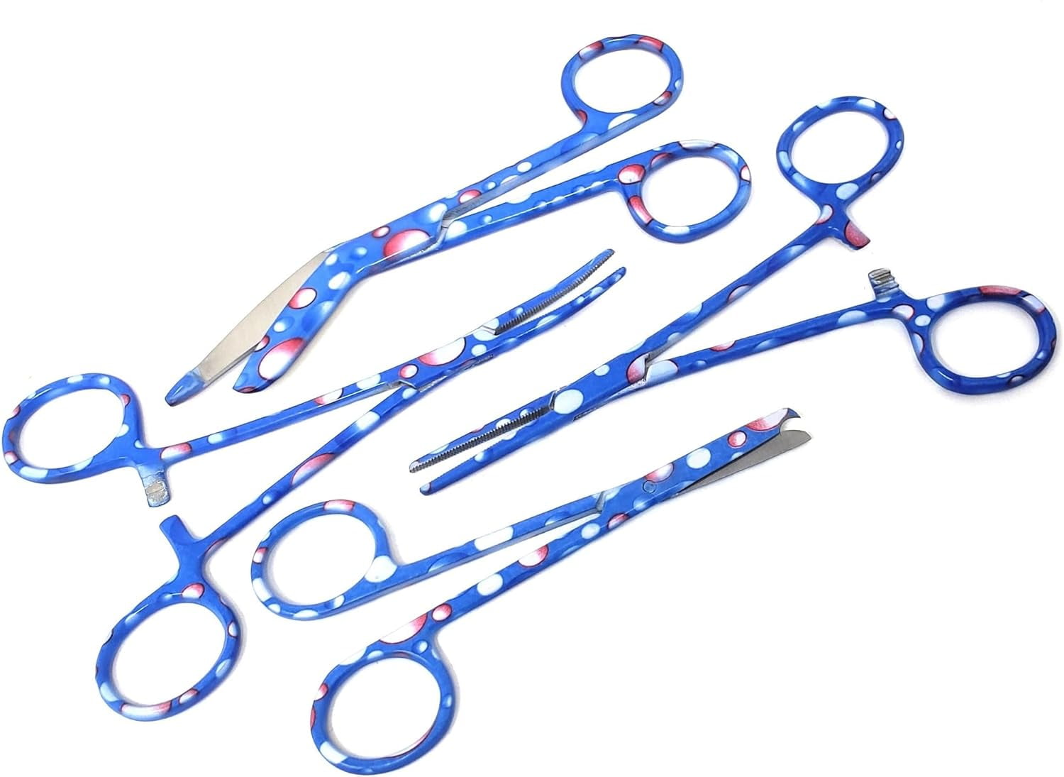 Set of 4 Pcs Forceps and Scissors Stainless Steel Set with Colorful ...