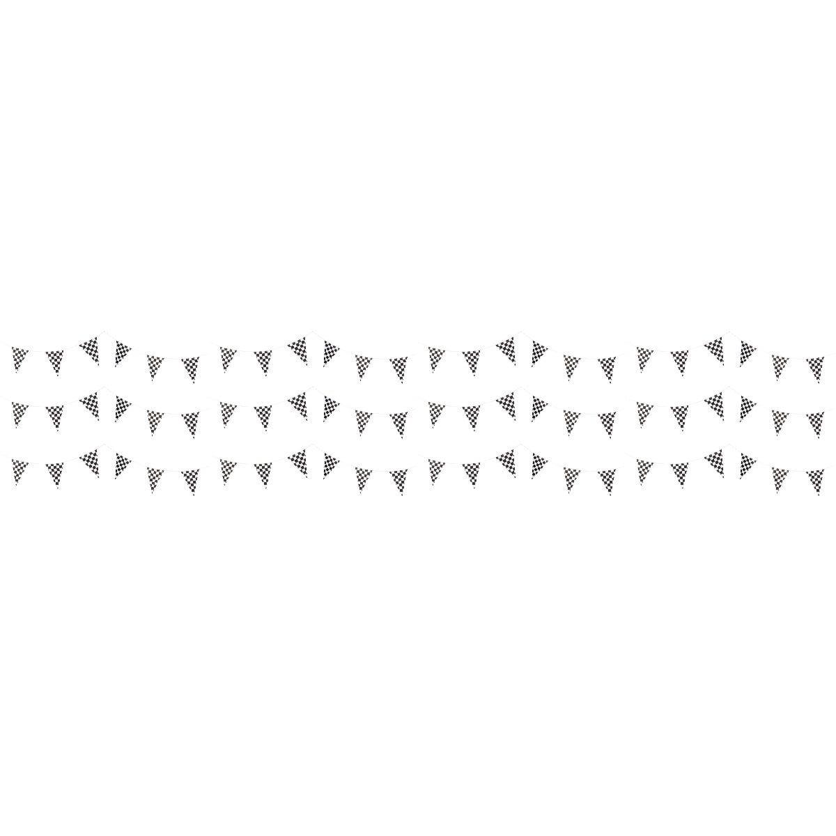 Set of 4 Pendant Black and White Checkered Pennant Race Theme Birthday ...