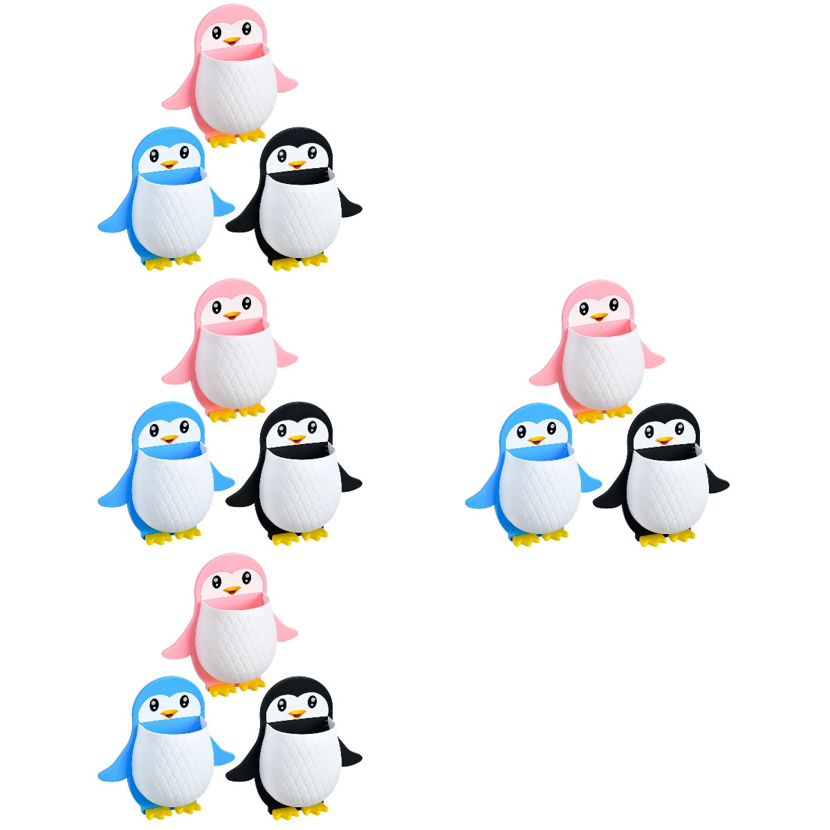 Set of 4 Penguin Remote Holder Cellphone Shelf Bracket Toothbrush Child ...