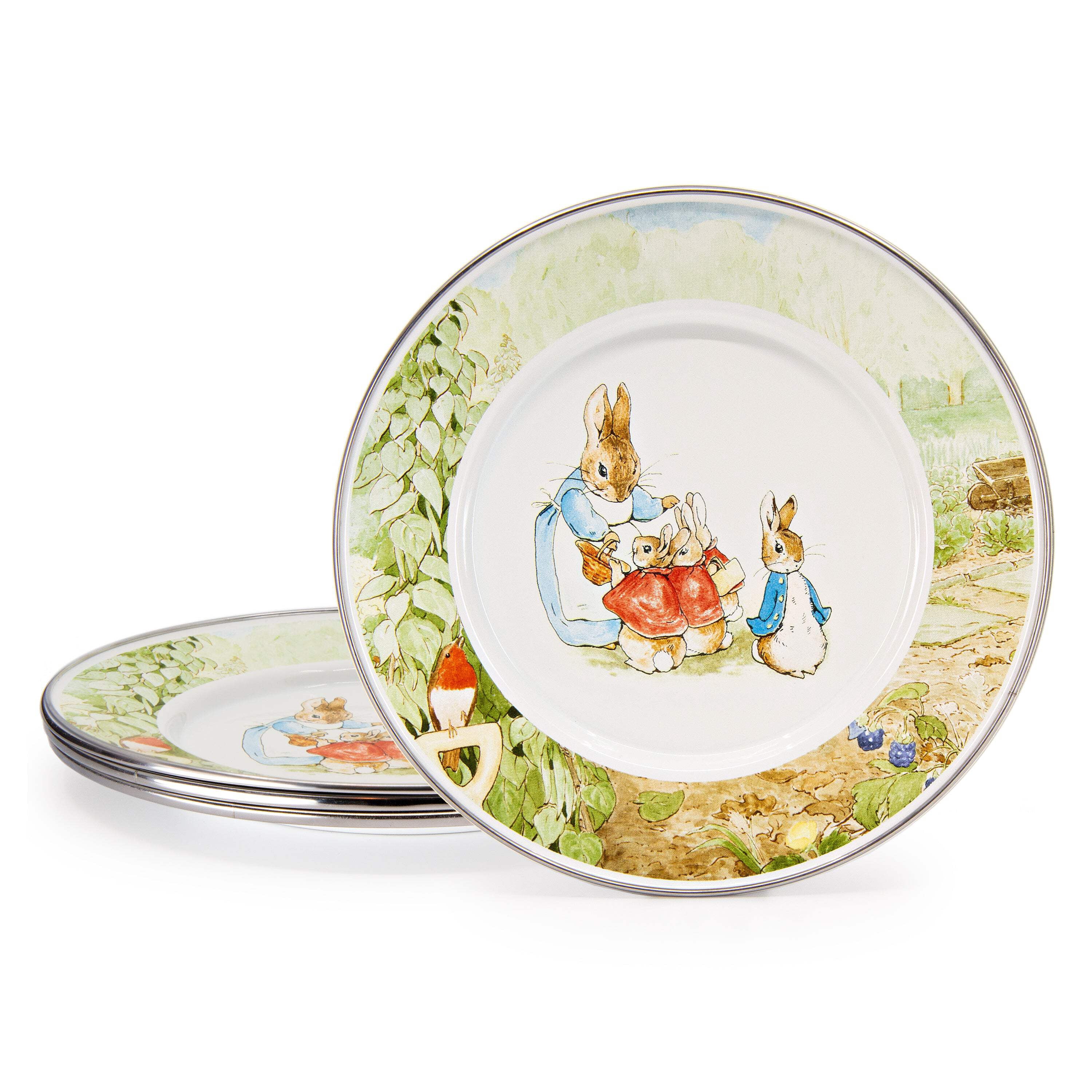 Peter Rabbit Pattern - Set of 4 - 8.5 inch Child Plates - Golden Rabbit ...