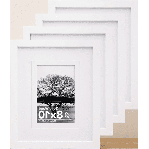 Set of 4 Picture Frames 8x10, Solid Wood with Plexiglass, Wall Mount ...