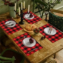 Achim Buffalo Check Polyester/Cotton Reversible Placemat - Burgundy ...