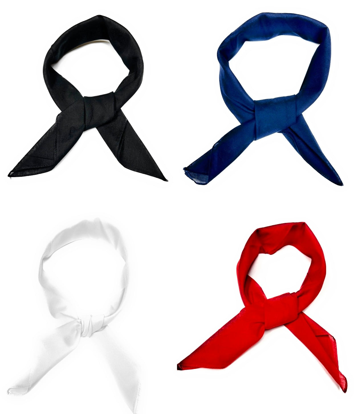 Set of 4 Plain Neck Scarves For Women Chiffon Square Scarf (Mix ...