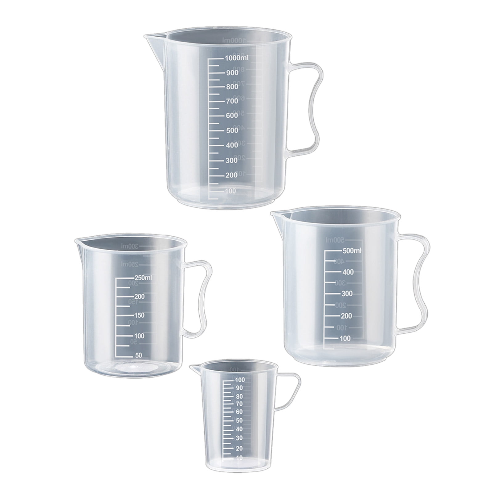 Set of 4 Plastic Measuring Cups with Graduated Scale Accurate ...