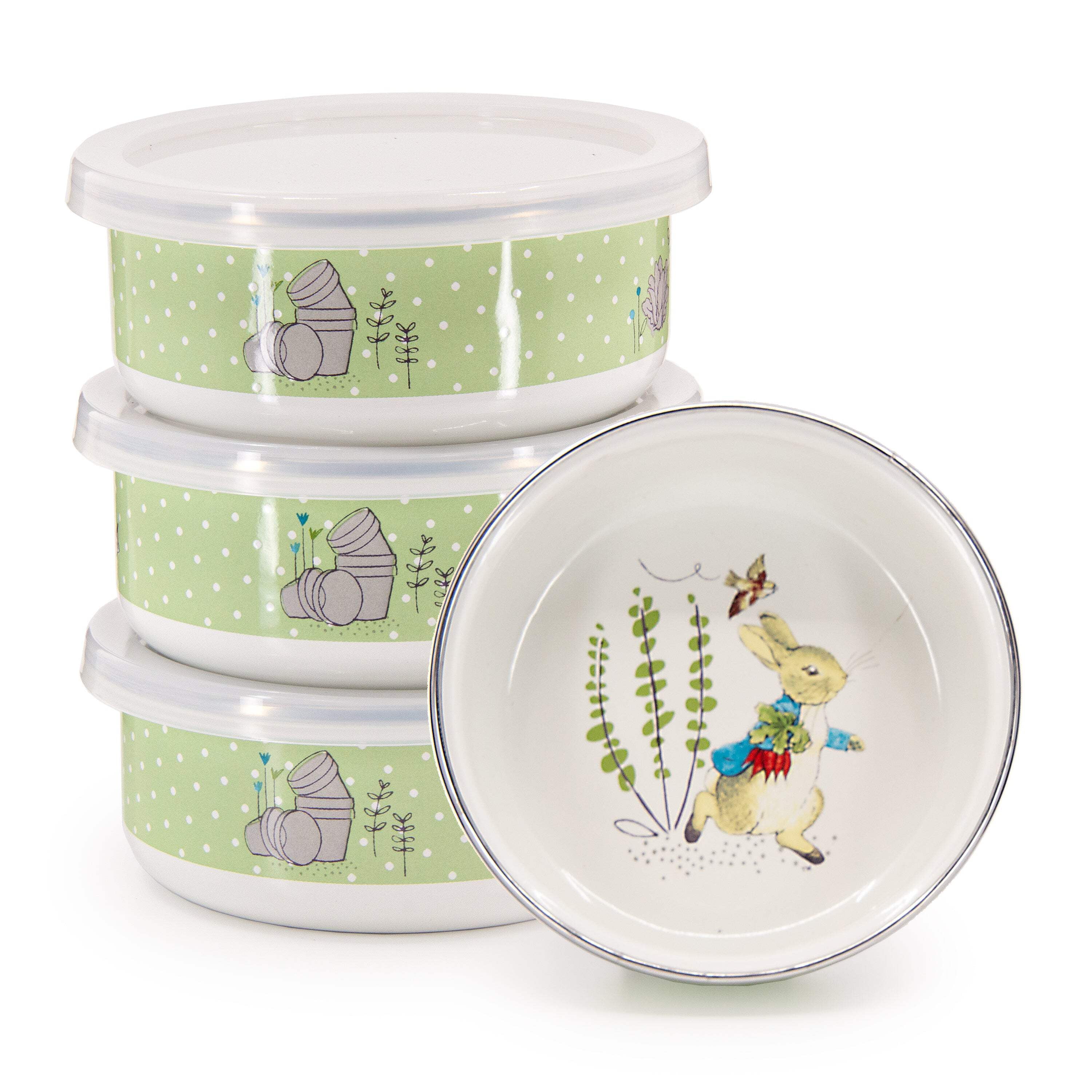 Polka Dot Peter Pattern - Set of 4 - 14 oz Child Bowls - Golden Rabbit ...