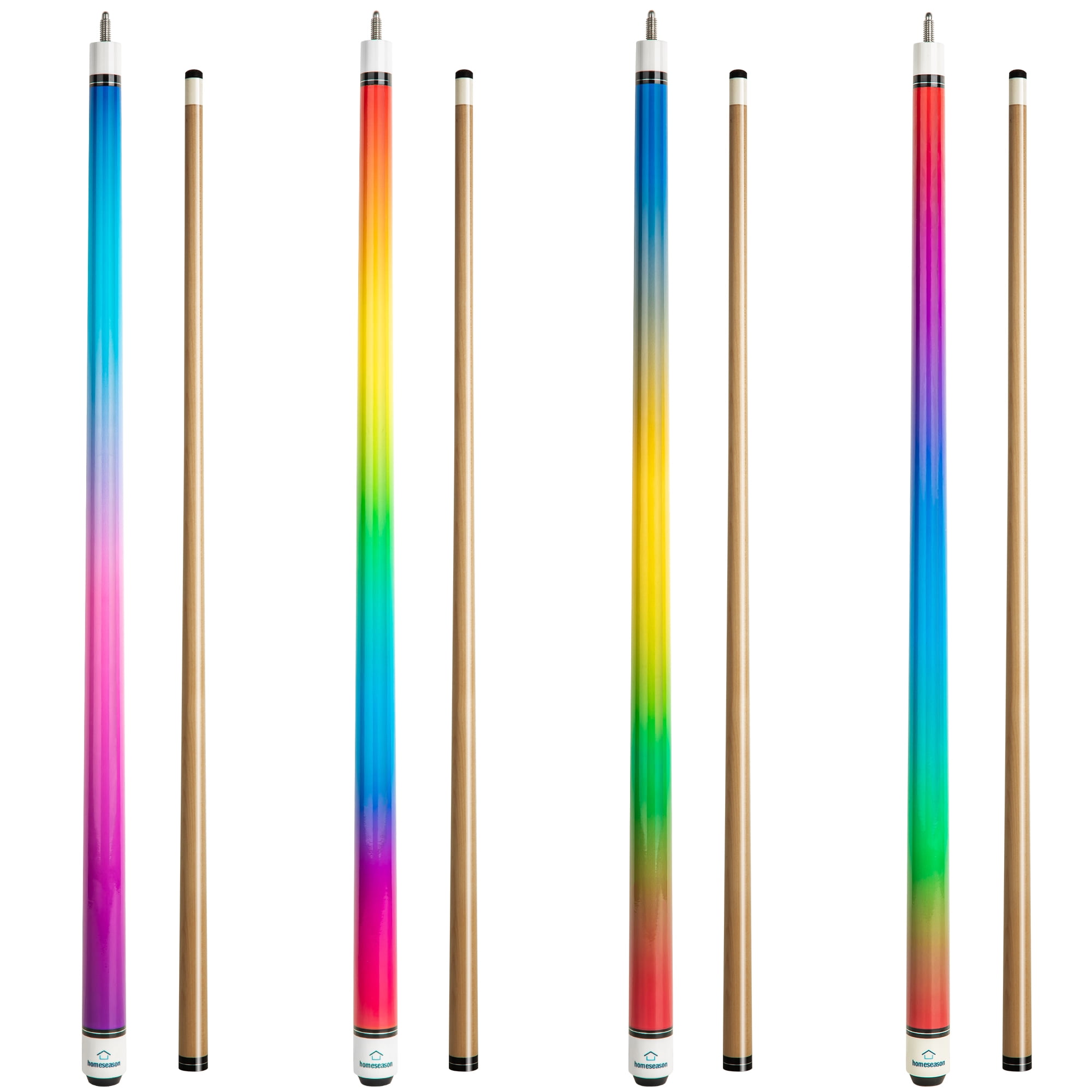 Set of 4 Pool Cues 57 inch Pool Cue Stick with 12.7mm Fiber Leather tip ...