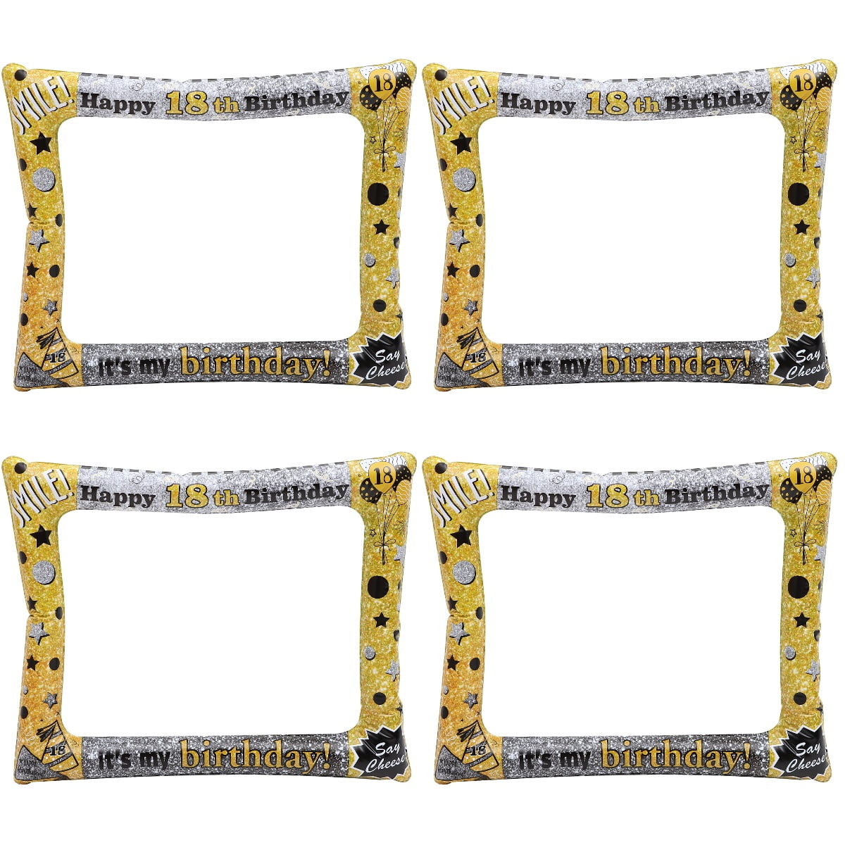 Set of 4 Popper Birthday Inflatable Photo Frame Fun Prop Leak-proof Man ...