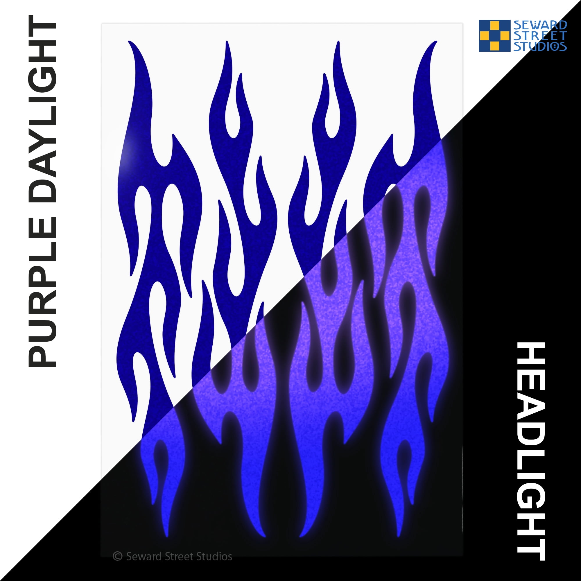 Set of 4 Purple Flames Reflective Decals, Flame Bike Helmet Stickers ...