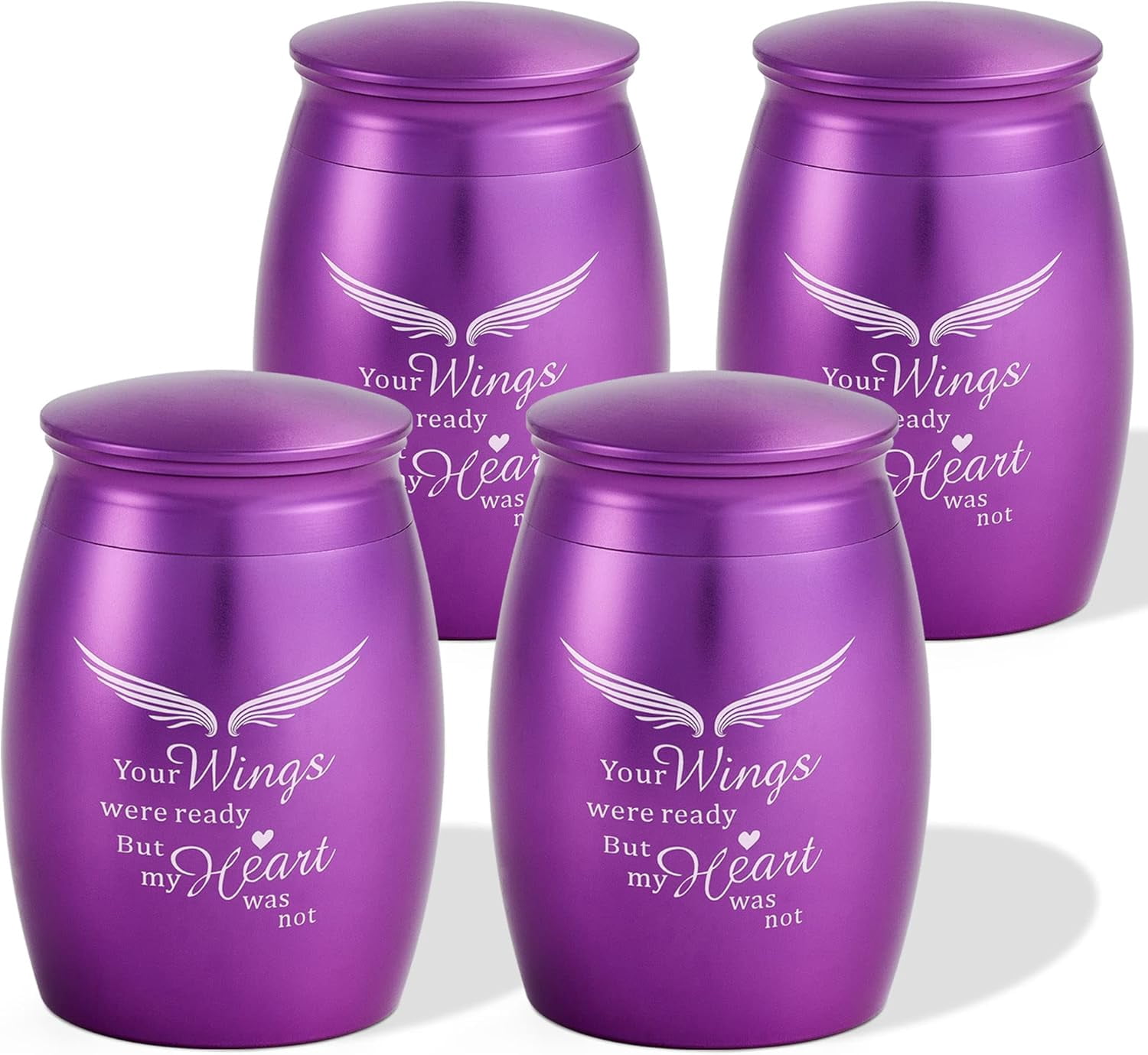 Set of 4 Purple Mini Urns for Human Ashes, 2.6x1.7 Inch Aluminum Small ...