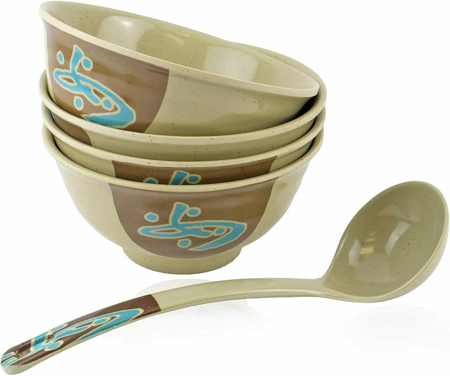 Set of 4 Quality Japanese Noodle Soup Ramen Bowl with 1 Spoons Soup ...