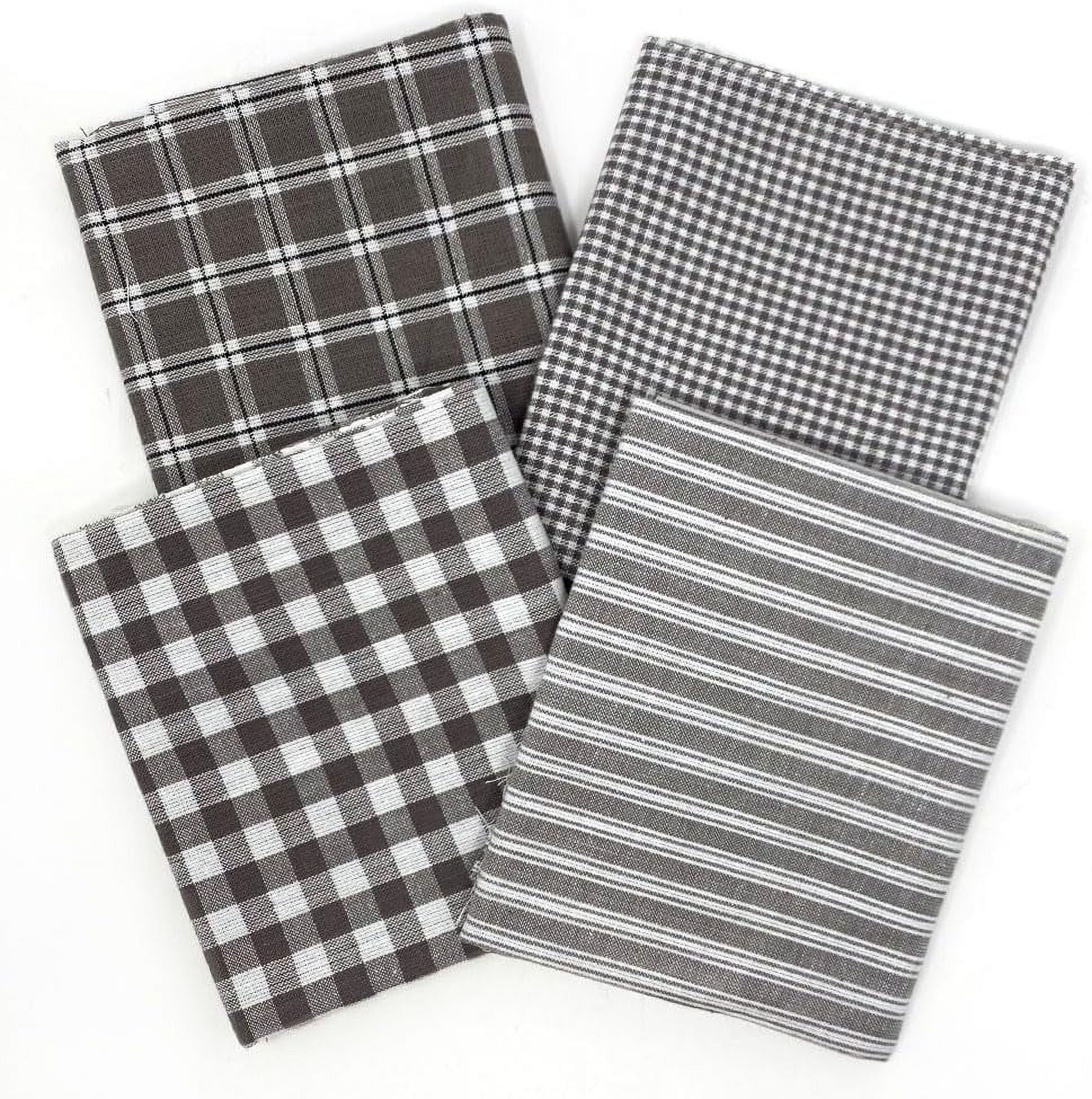 Set of 4 Quarters, Magnolia Gray Assorted Plaid Gingham Homespun Cotton ...