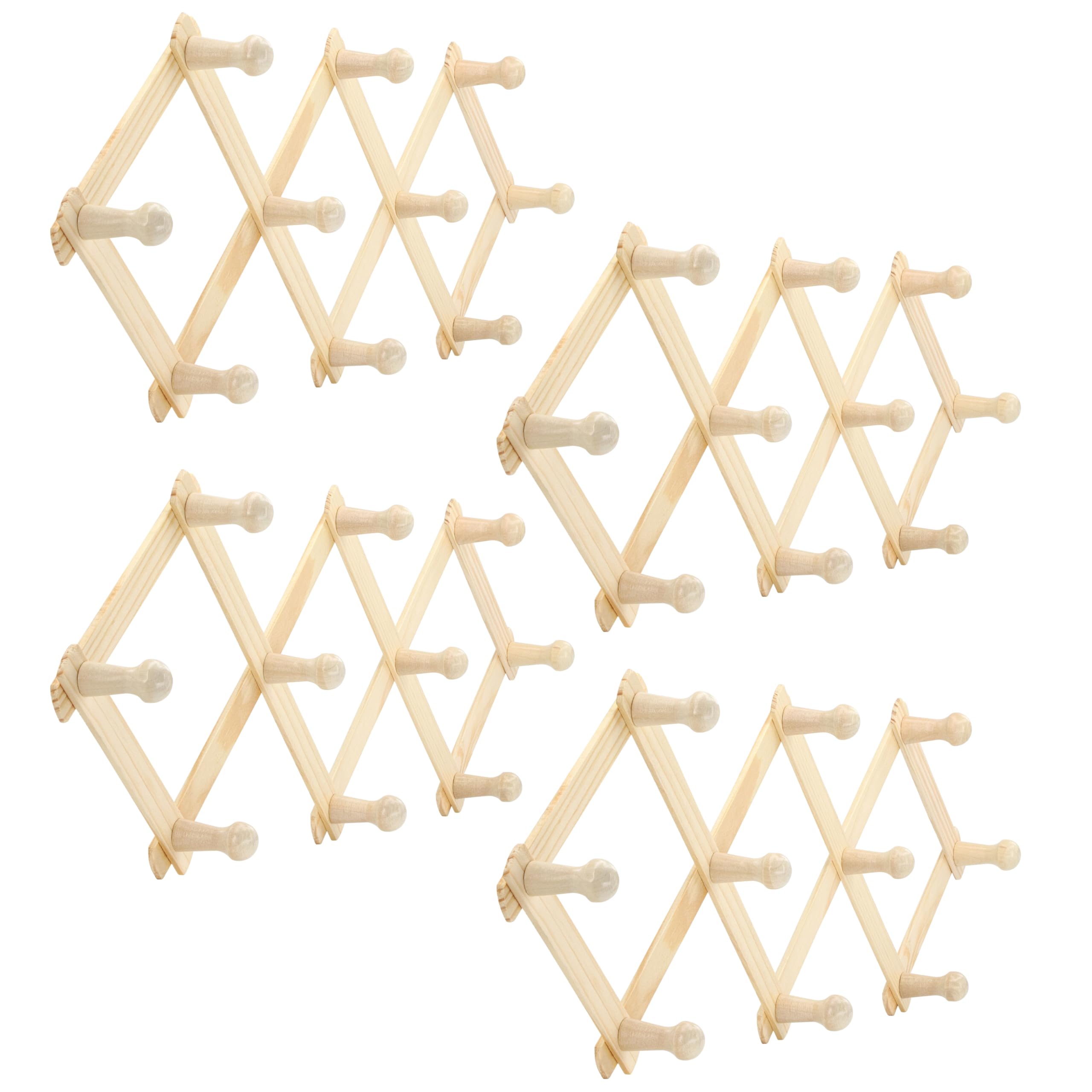 Set of 4 RAM-PRO Accordion Style Wood Expandable Wall Rack for Hat, Cap ...