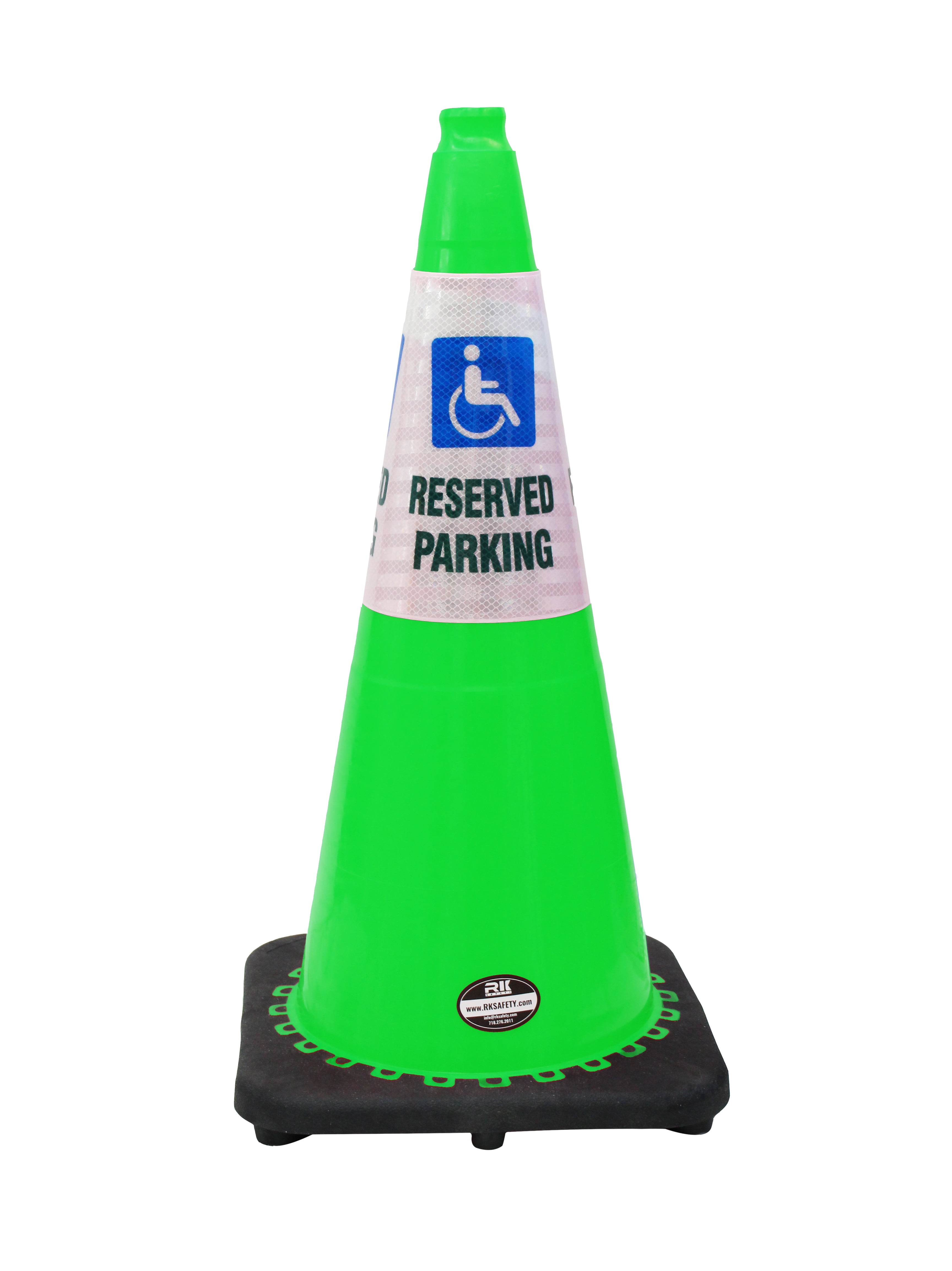 (Set of 4) RK 28" Lime Safety Traffic PVC Cones Black Base with ...