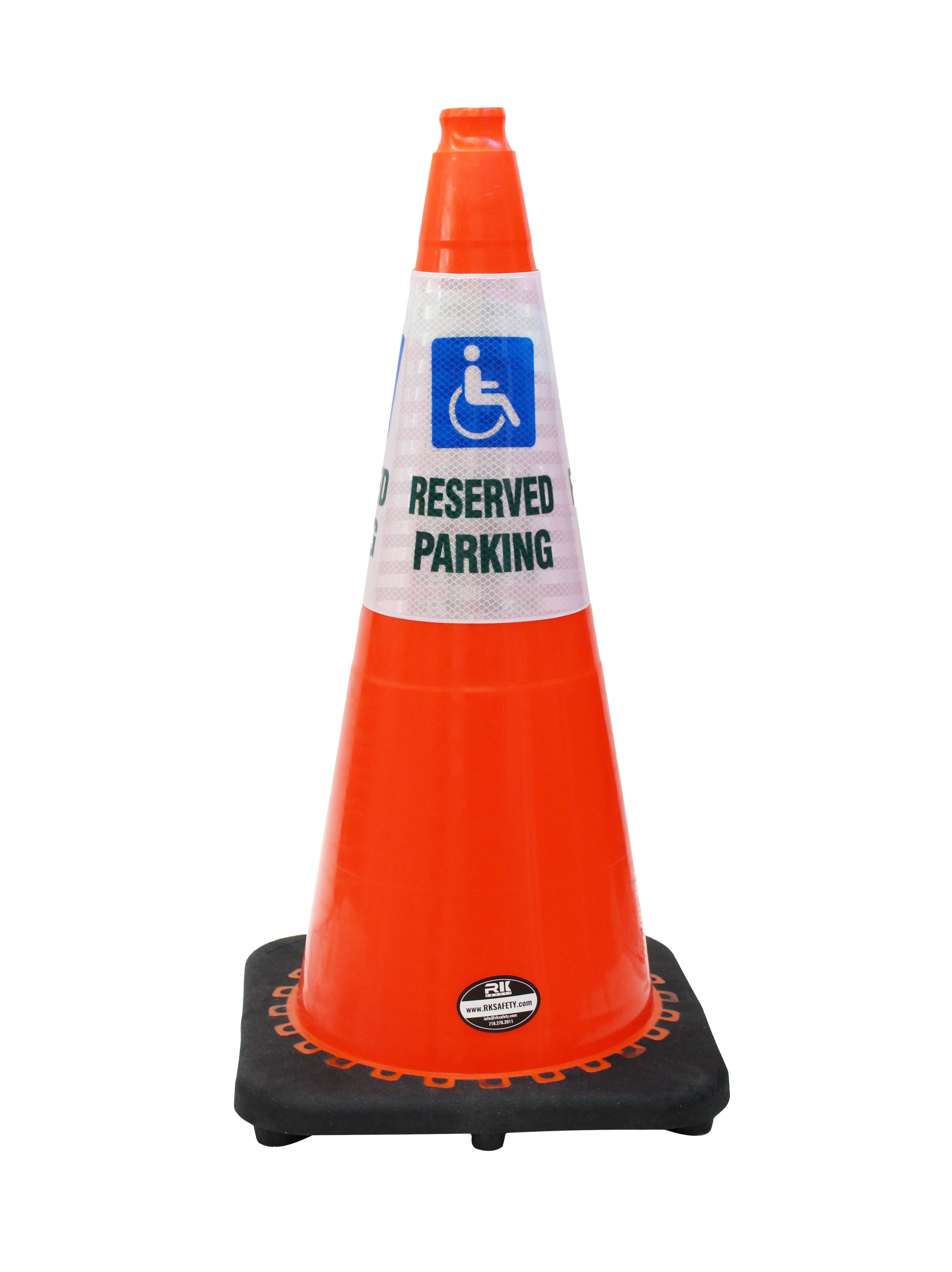 (Set of 4) RK 28" Orange Safety Traffic PVC Cones Black Base with"RESERVED PARKING WITH ...