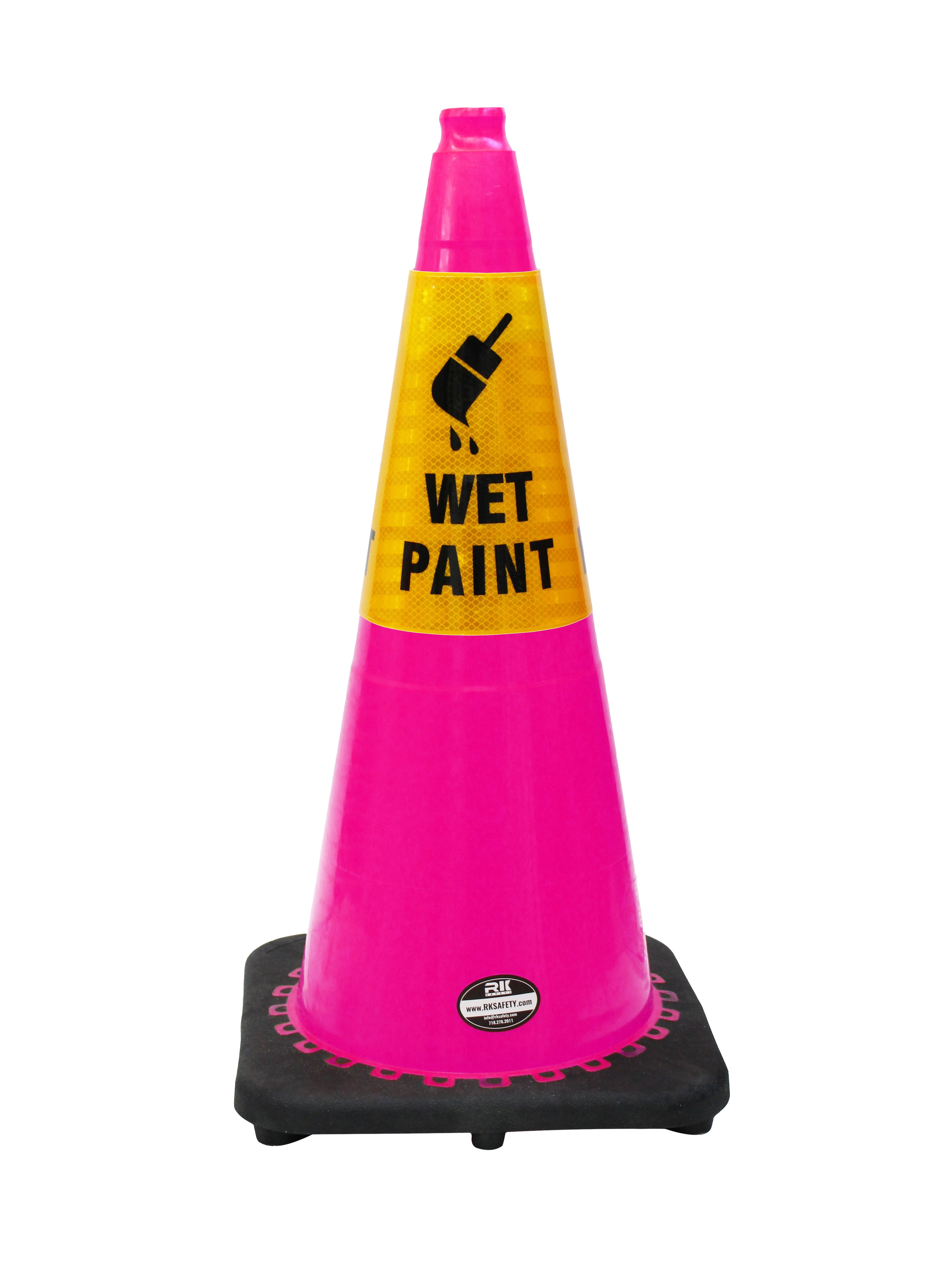 (Set of 4) RK 28" Pink Safety Traffic PVC Cones Black Base with"WET ...