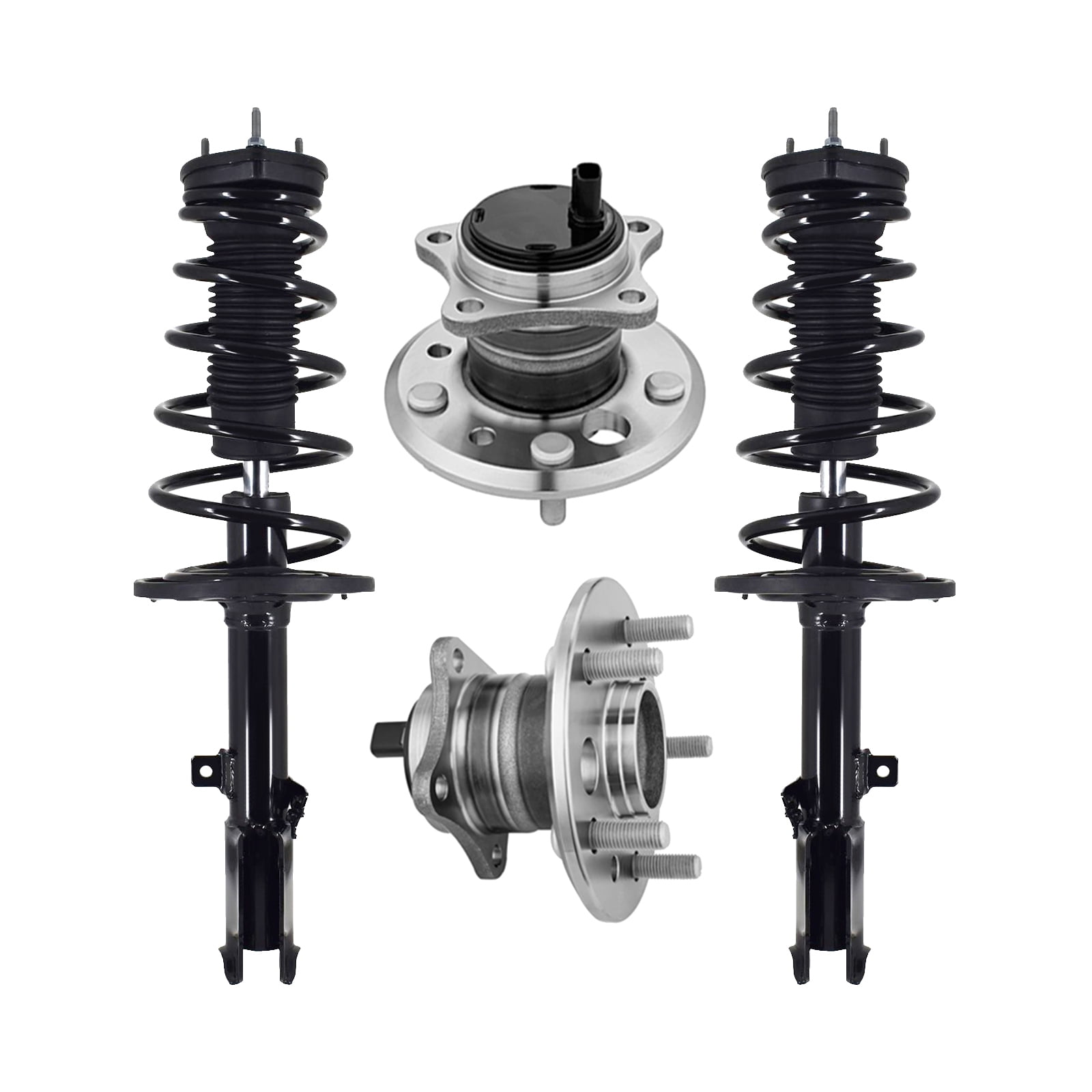Set of 4 Rear Quick Complete Strut-Coil Spring-Wheel Hub Bearing ...