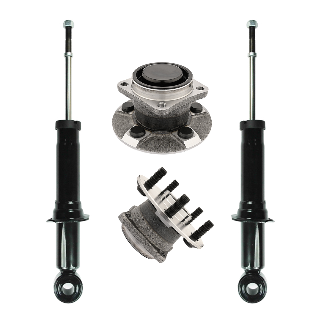 Set of 4 Rear Suspension Strut Assembly-Wheel Hub Bearing Assembly For ...