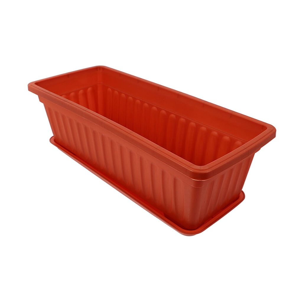 Set of 4 Rectangular Flower Pots with Matching Trays for Indoor and ...