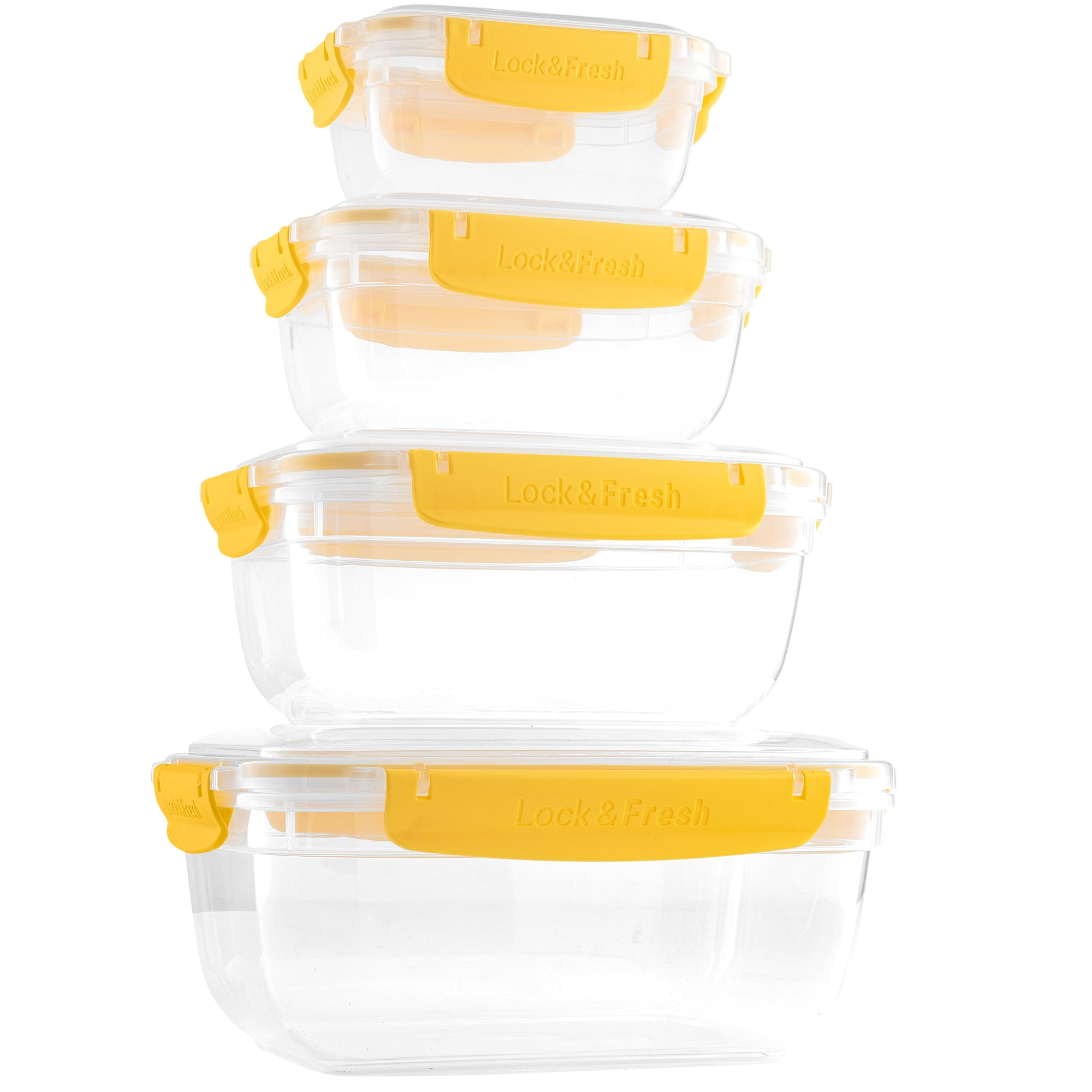 Superio Plastic Airtight Food Storage Containers, Set of 4 Sealed Clear ...