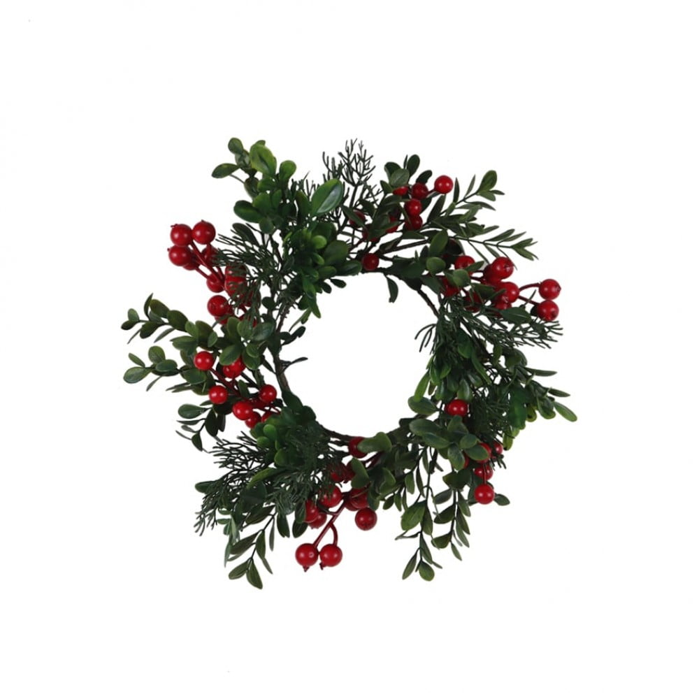 Set of 4 Red Berries And Greenery Candle Ring - Walmart.com