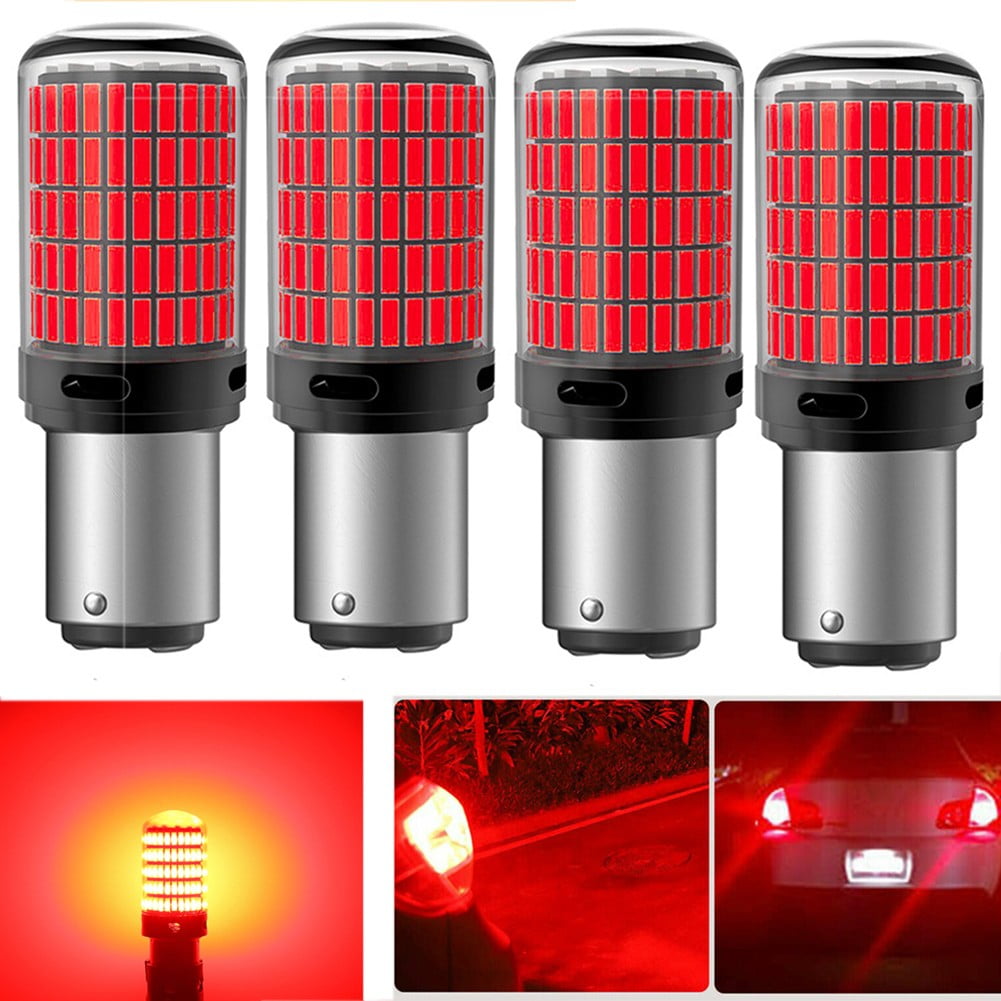 Set of 4 Red LED Bulbs for Parking Brake Reverse Light - 1157 2057 2357 ...