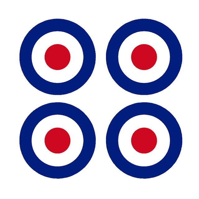 Set of 4 Remote Control (RC8) Red Blue White RAF Roundels 4" RC ...