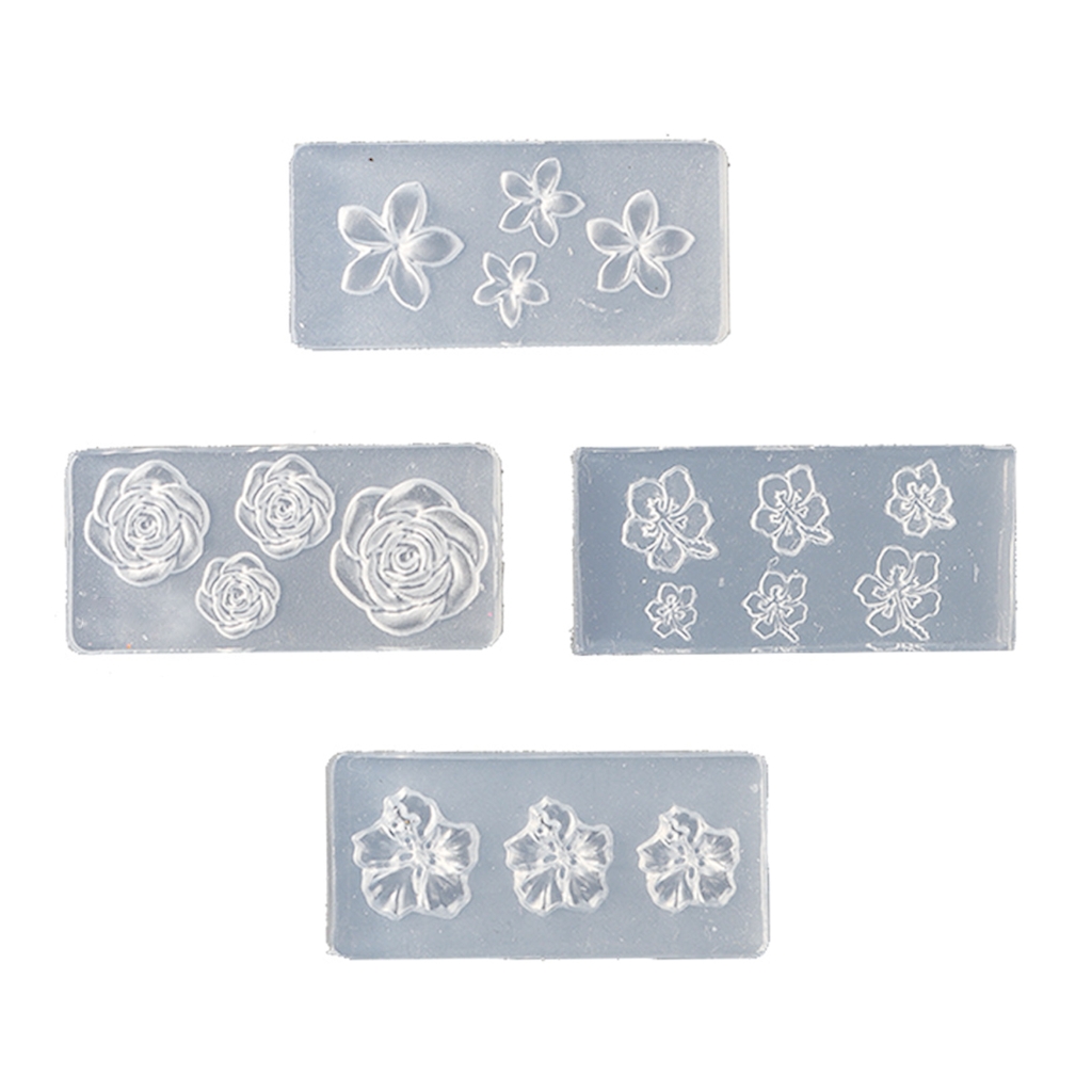 Set of 4 Reusable Silicone Nail Molds for 3D Floral Designs Craft ...