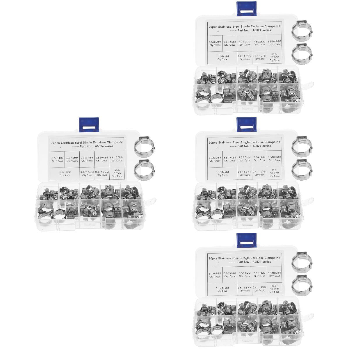 Set of 4 Rings Tube Pipe Clamping Ring Tubing Clamps 1.7x1.5cm Silver ...