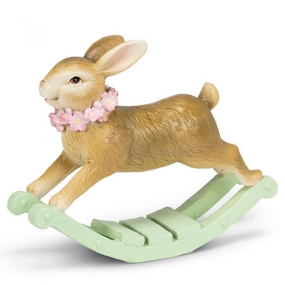 Set of 4 Rocking Bunny With Flower Necklace Figurine - Walmart.com