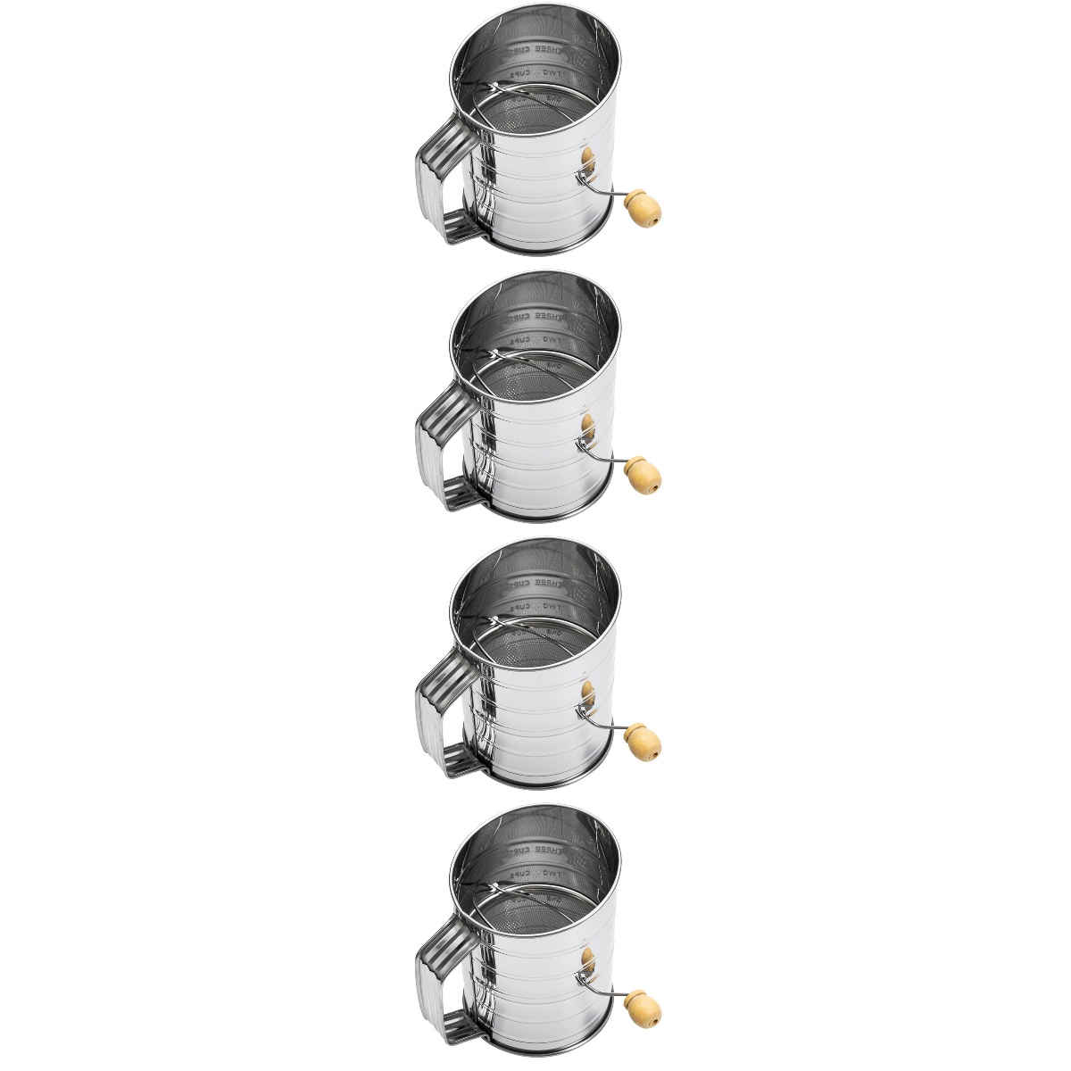 Set of 4 Rotary Flour Sifter Stainless Steel Sieve Kitchen Gadgets ...