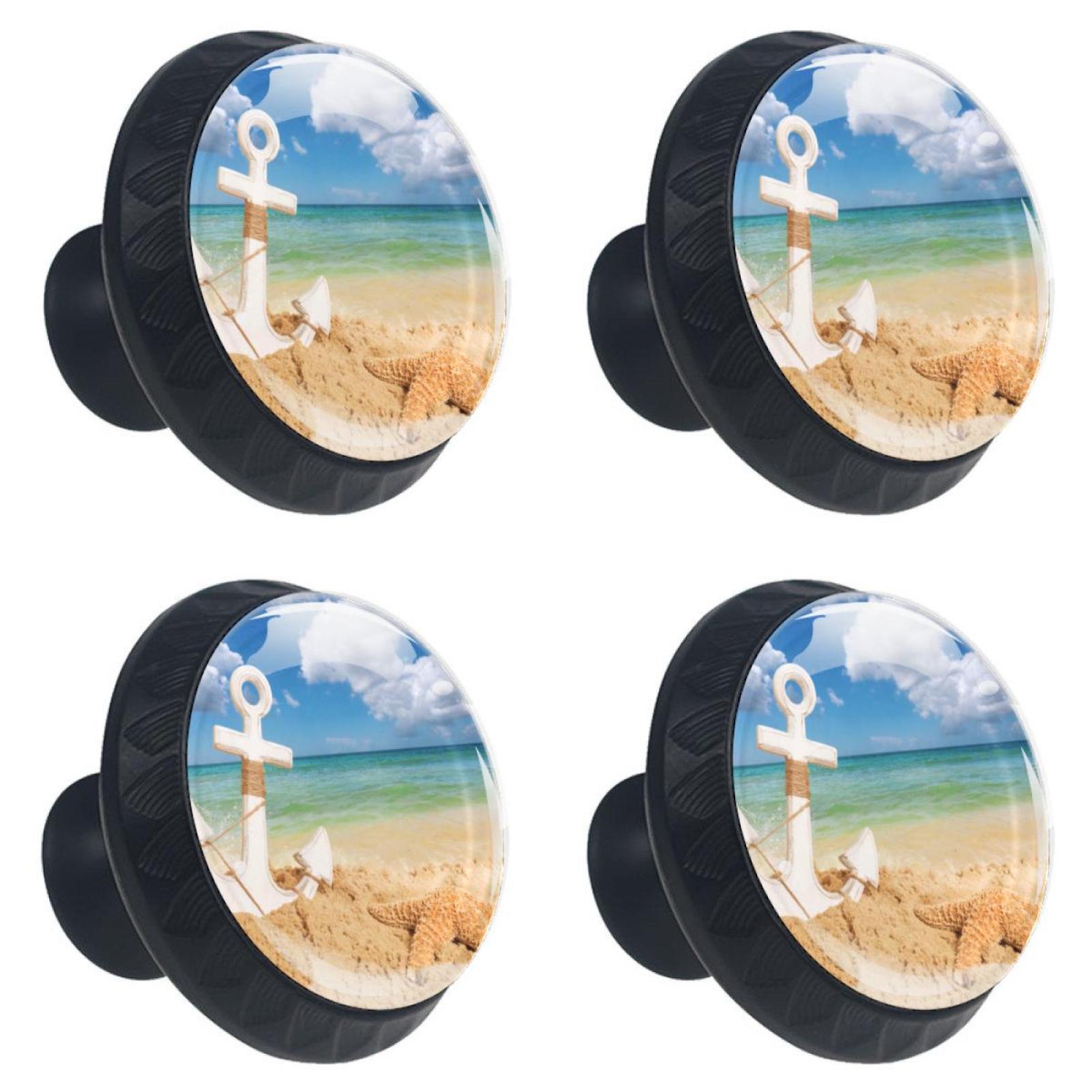 Set of 4 Round Drawer Knobs Beach starfish anchor - Walmart.com