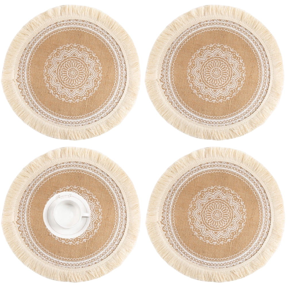 Set of 4 Round Placemats, Dining Fall and Winter Modern Dinner Braided ...