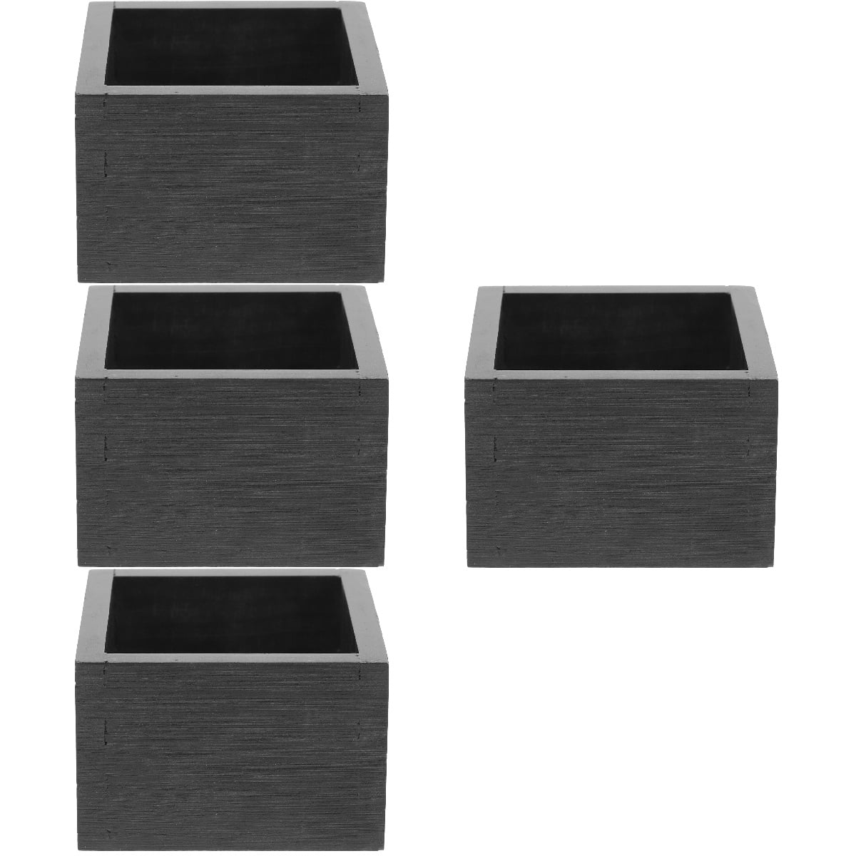 Set of 4 Sake Wooden Box Japan Dinnerware Square Container Black ...