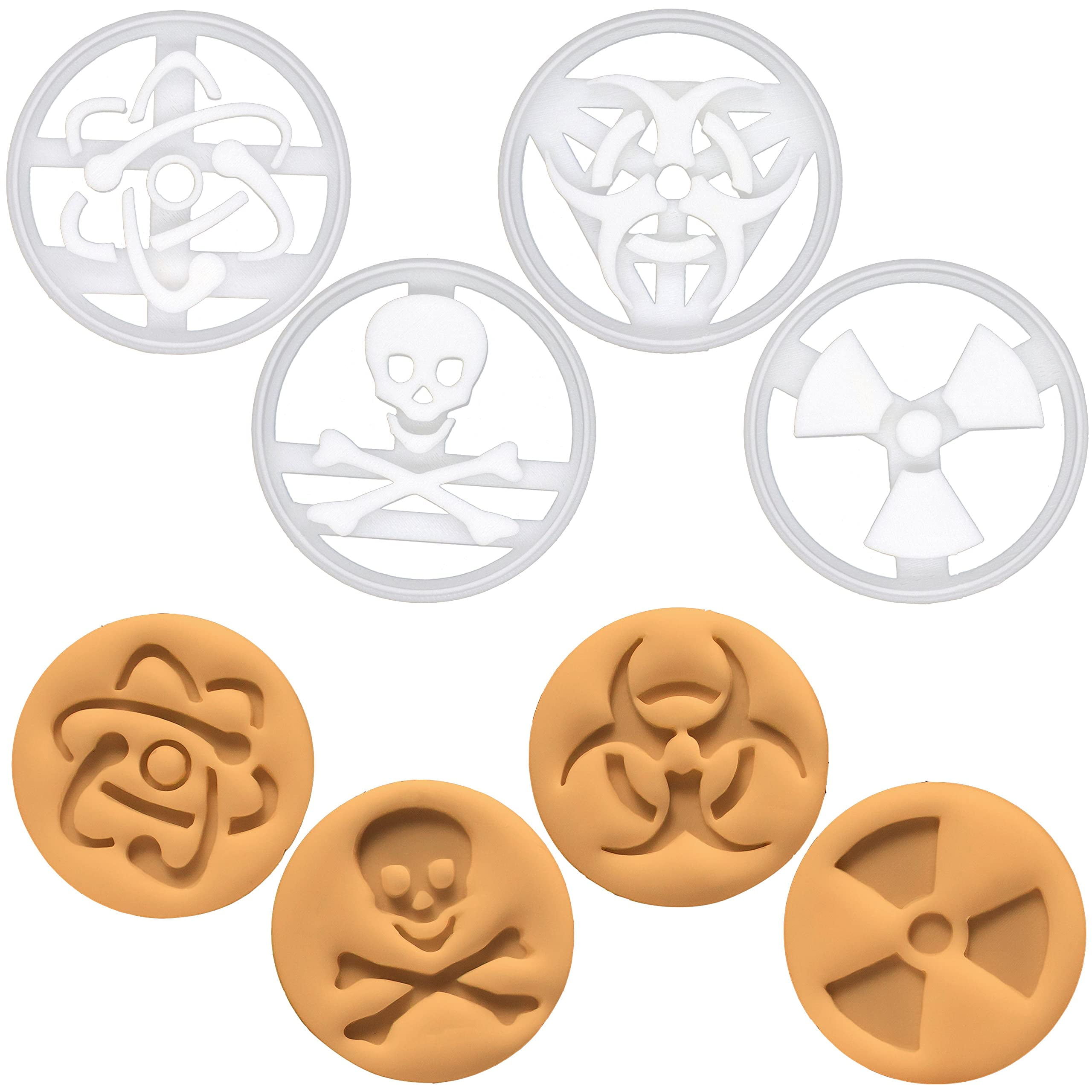 Set of 4 Science Symbols cookie cutters (Designs: Atom, Biohazard ...