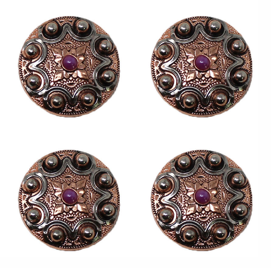 Set of 4 Screw Back 1-1/4" Western Engraved Purple Stone Conchos CO574 ...