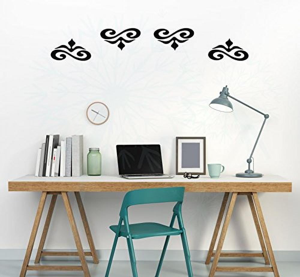 Set of 4 Scrolls Vinyl Decals Wall Stickers for Simple Home Décor, 3x5 ...