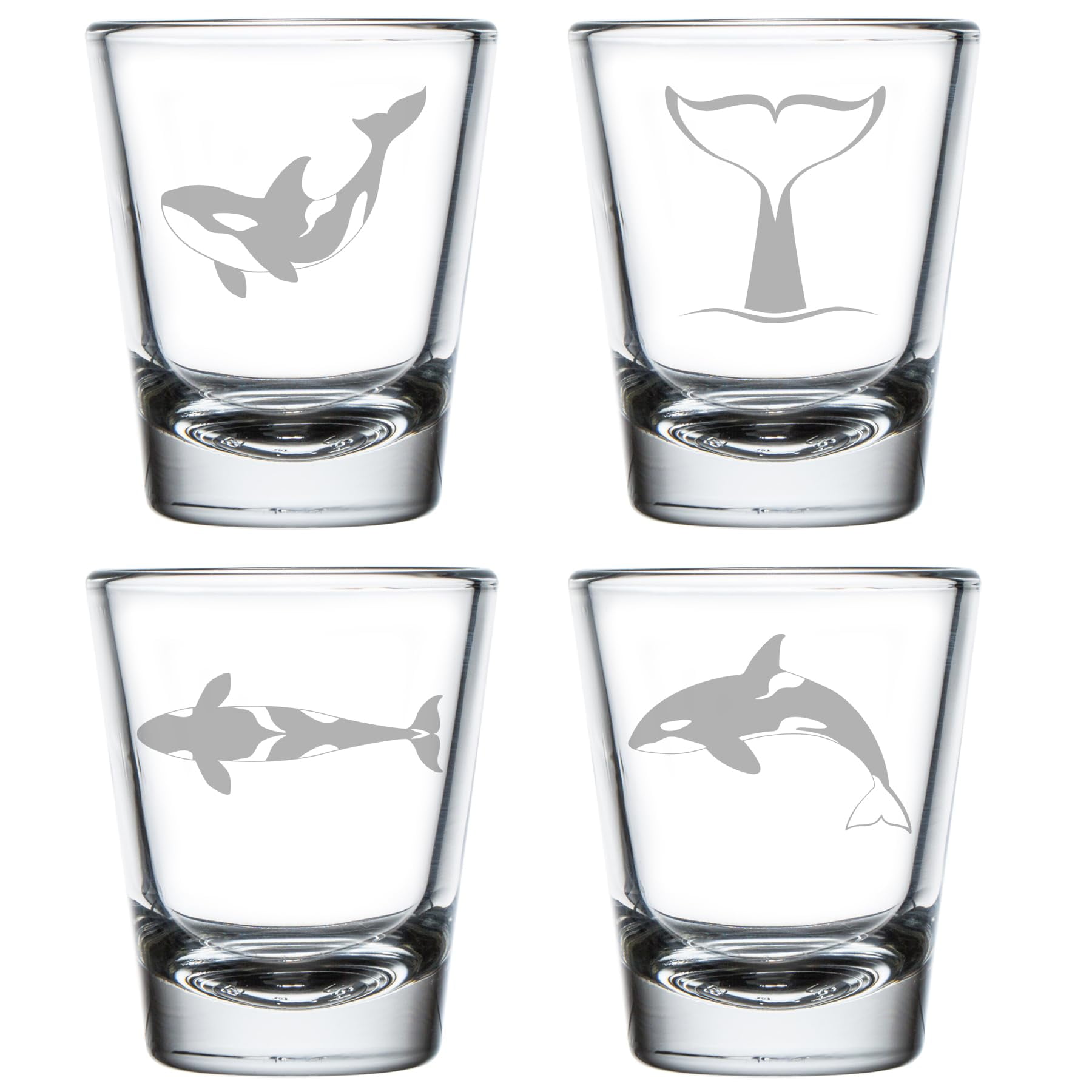 Set of 4 Shot Glasses 1.75oz Shot Glass Gift Orca Killer Whale ...