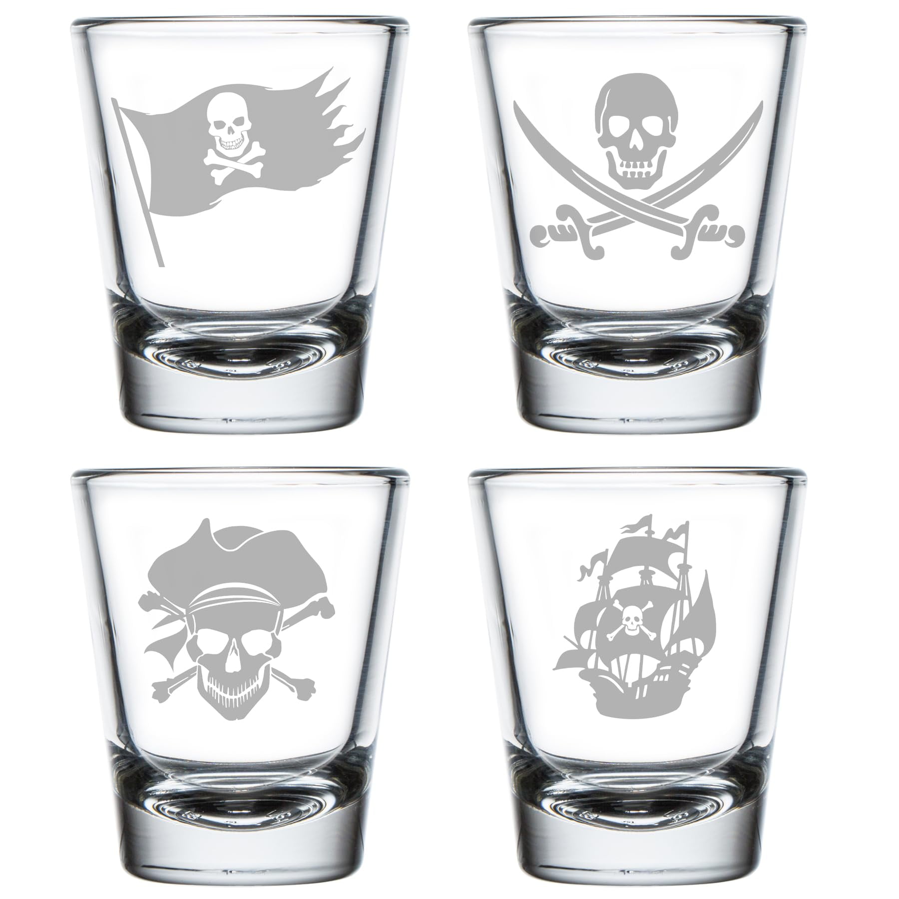 Set of 4 Shot Glasses 1.75oz Shot Glass Gift Pirate Collection ...