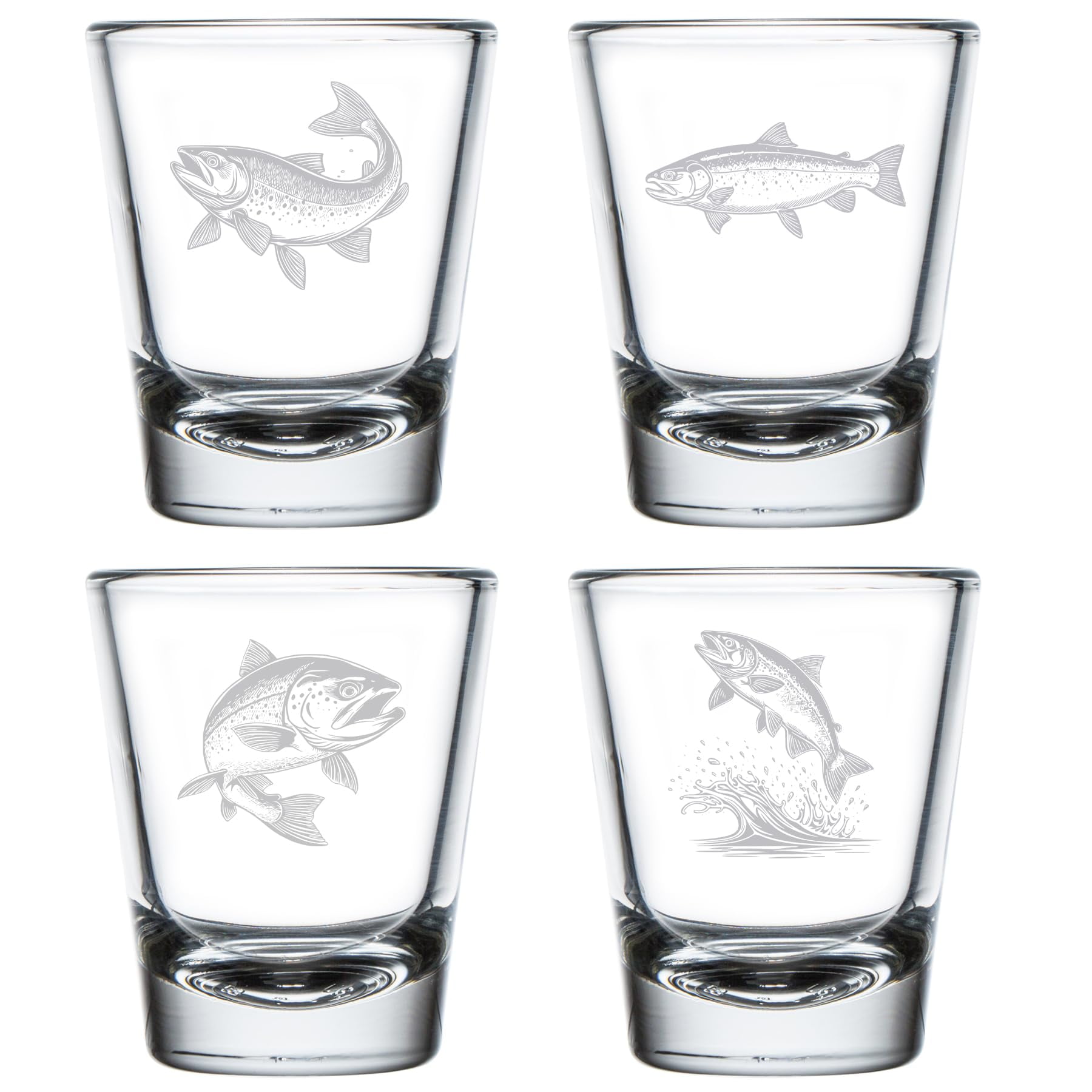 Set of 4 Shot Glasses 1.75oz Shot Glass Gift Trout Fish Fishing ...