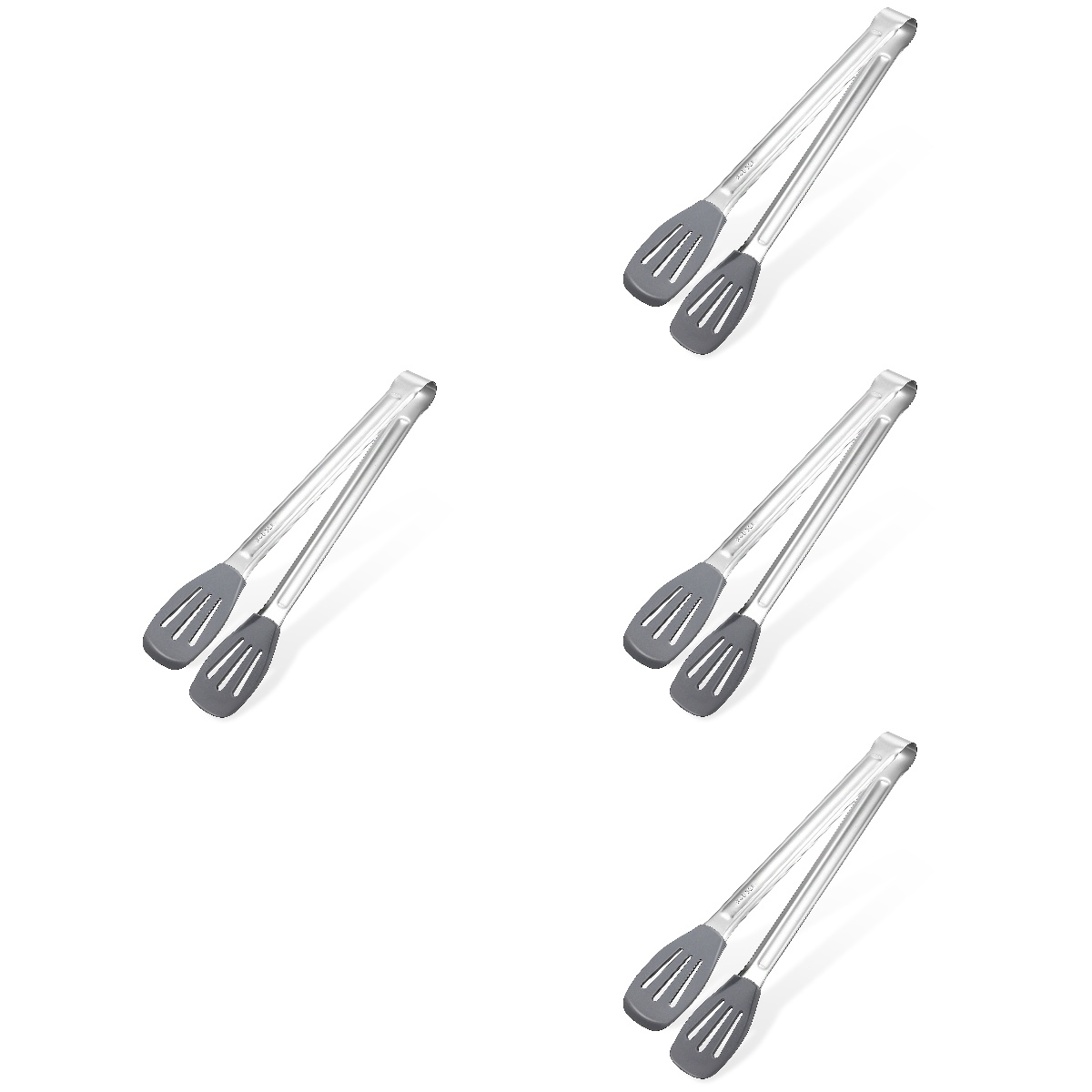 Set of 4 Silicone Kitchenware Cooking Grill Tongs Utensil Barbeque ...